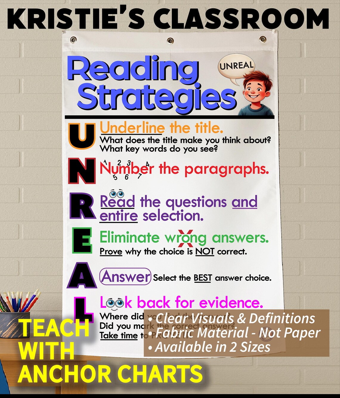 Reading Strategies Anchor Chart: Durable Fabric Classroom Decor - Etsy