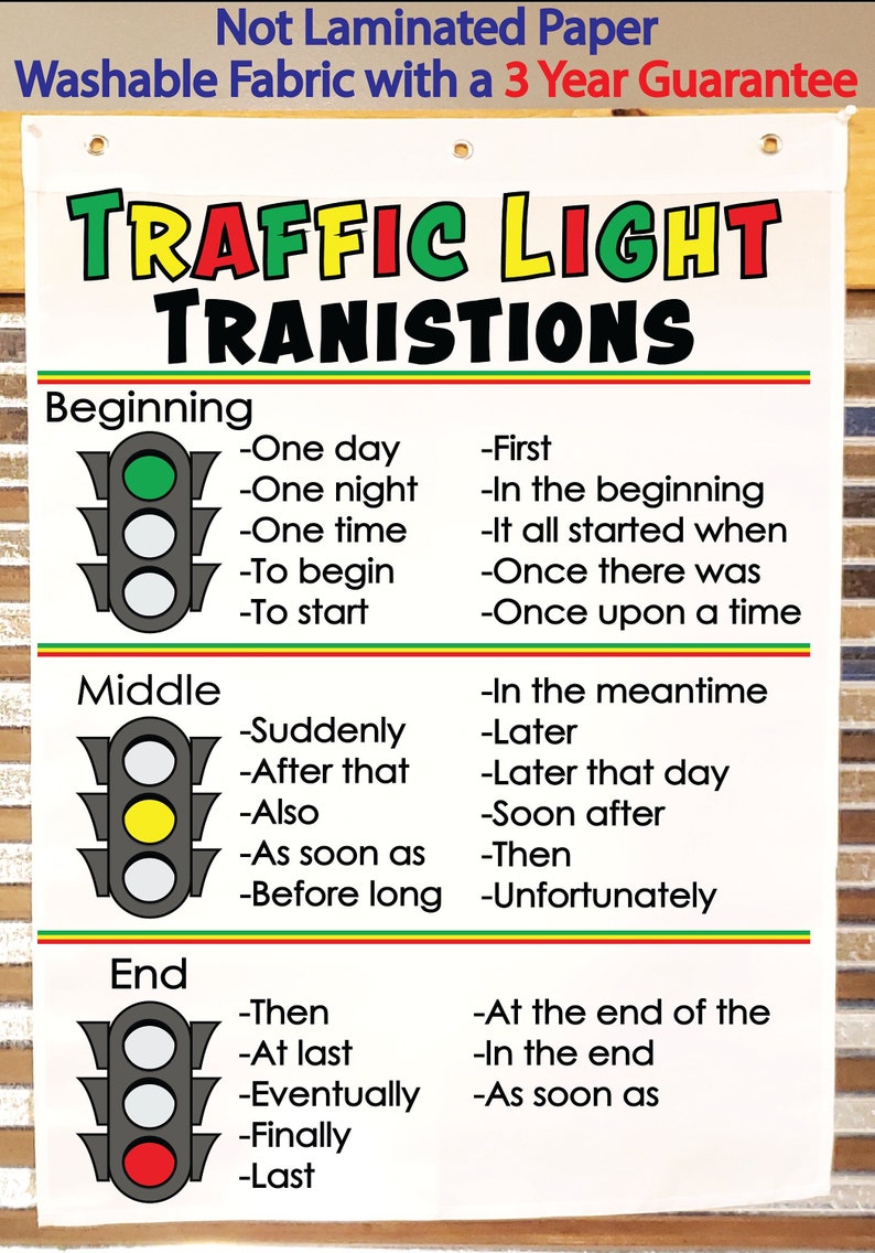 Traffic Light Transition Words Anchor Chart Printed on - Etsy
