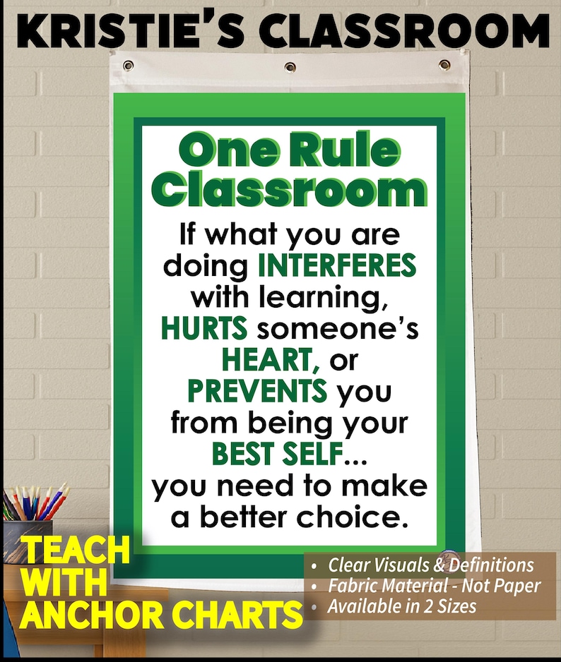 Classroom Anchor Chart: Green Fabric, Grommets, 3-year Guarantee - Etsy
