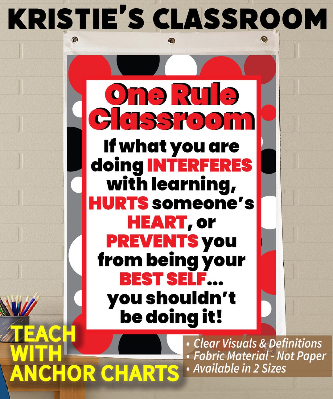 One Rule Classroom Anchor Chart: Red & Black, Printed Fabric - Etsy