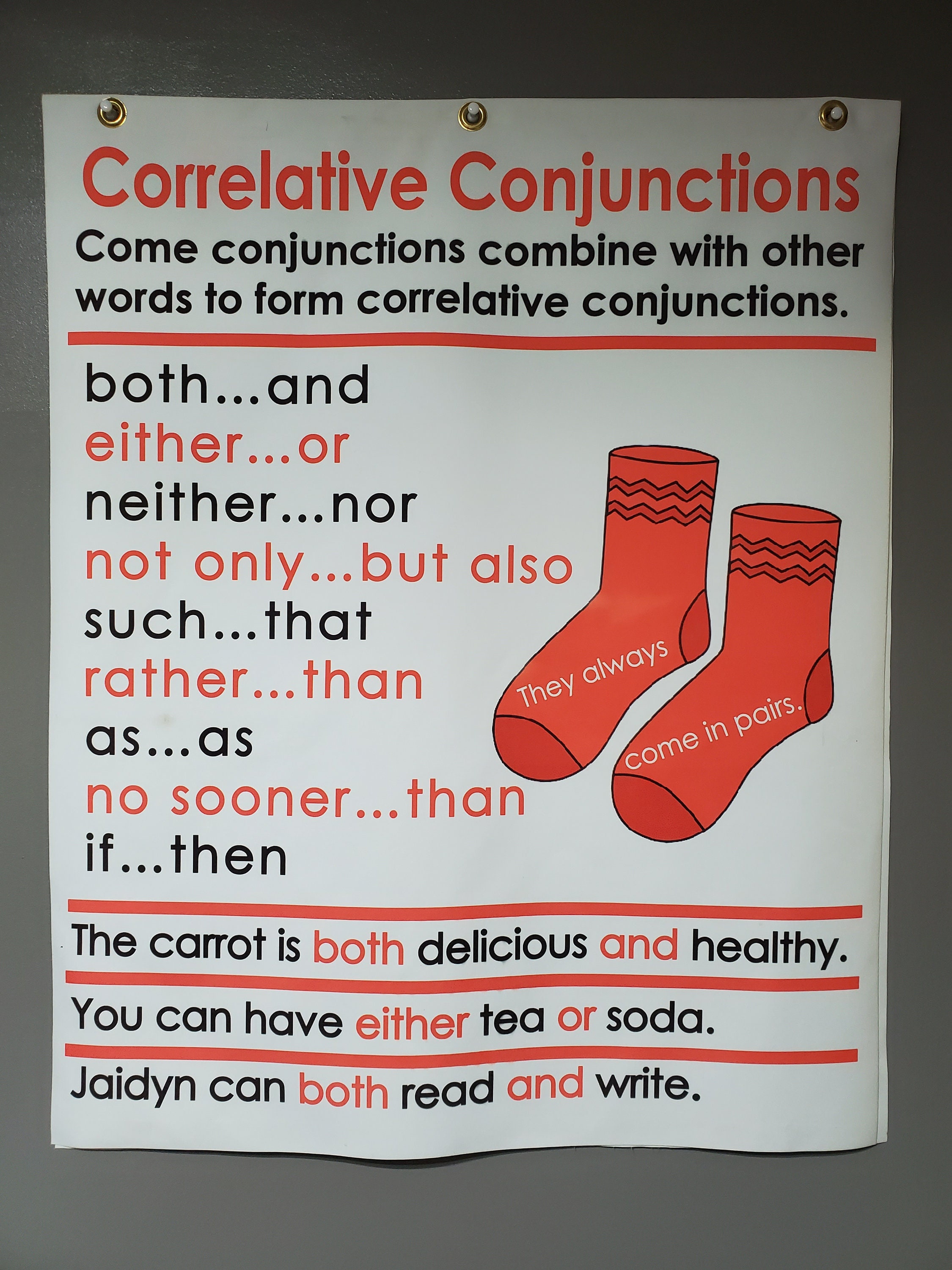 Correlative Conjunctions Anchor Chart fabric With Grommets - Etsy Correlative Conjunctions Anchor Chart fabric With Grommets - Etsy