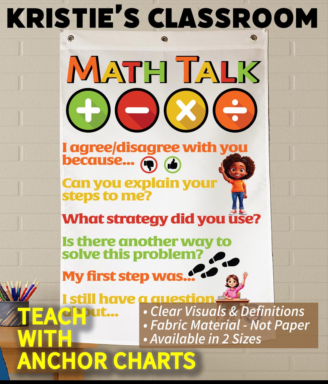 Math Talk Strategies Anchor Chart: Washable Fabric Classroom Decor - Etsy