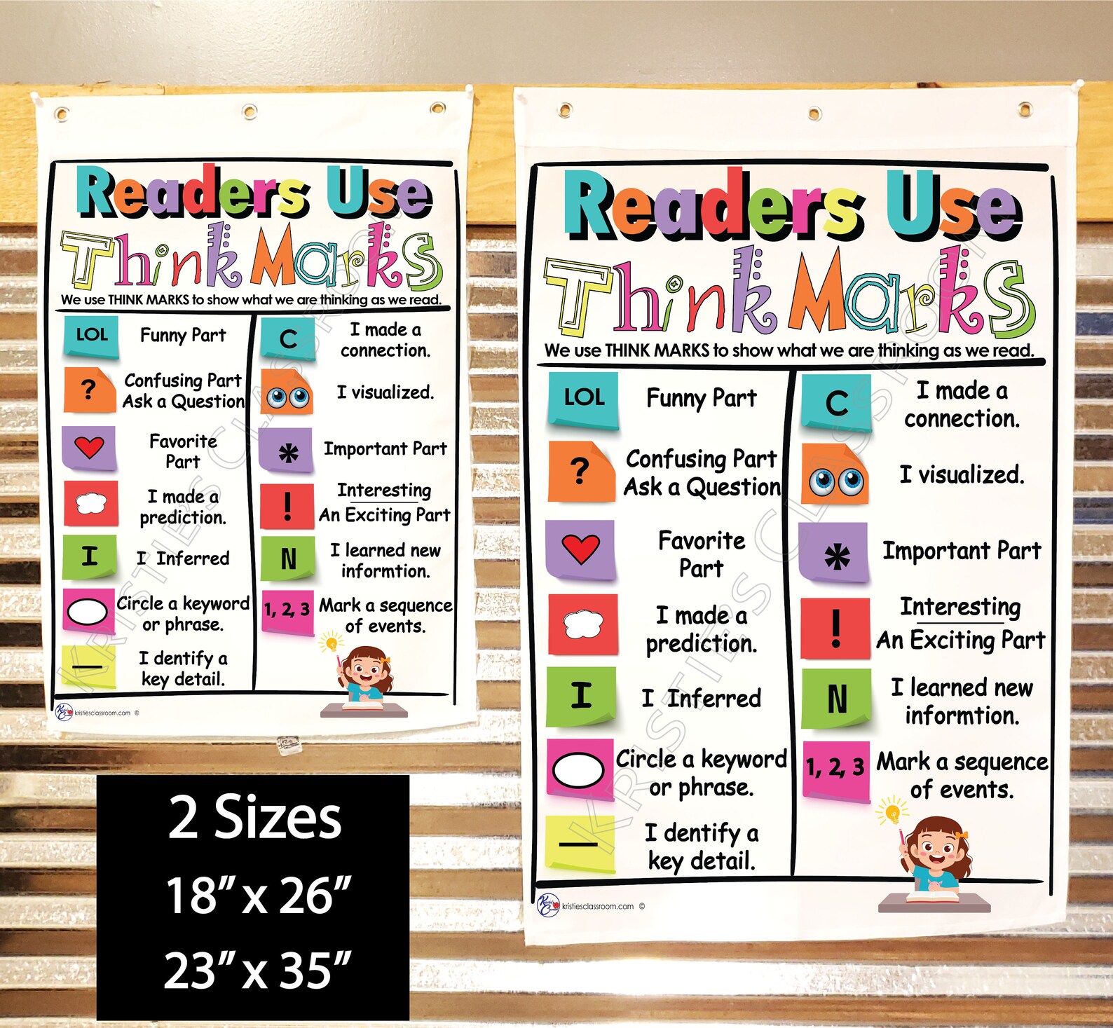Readers Use Think Marks Anchor Chart Printed on FABRIC Anchor Charts ...