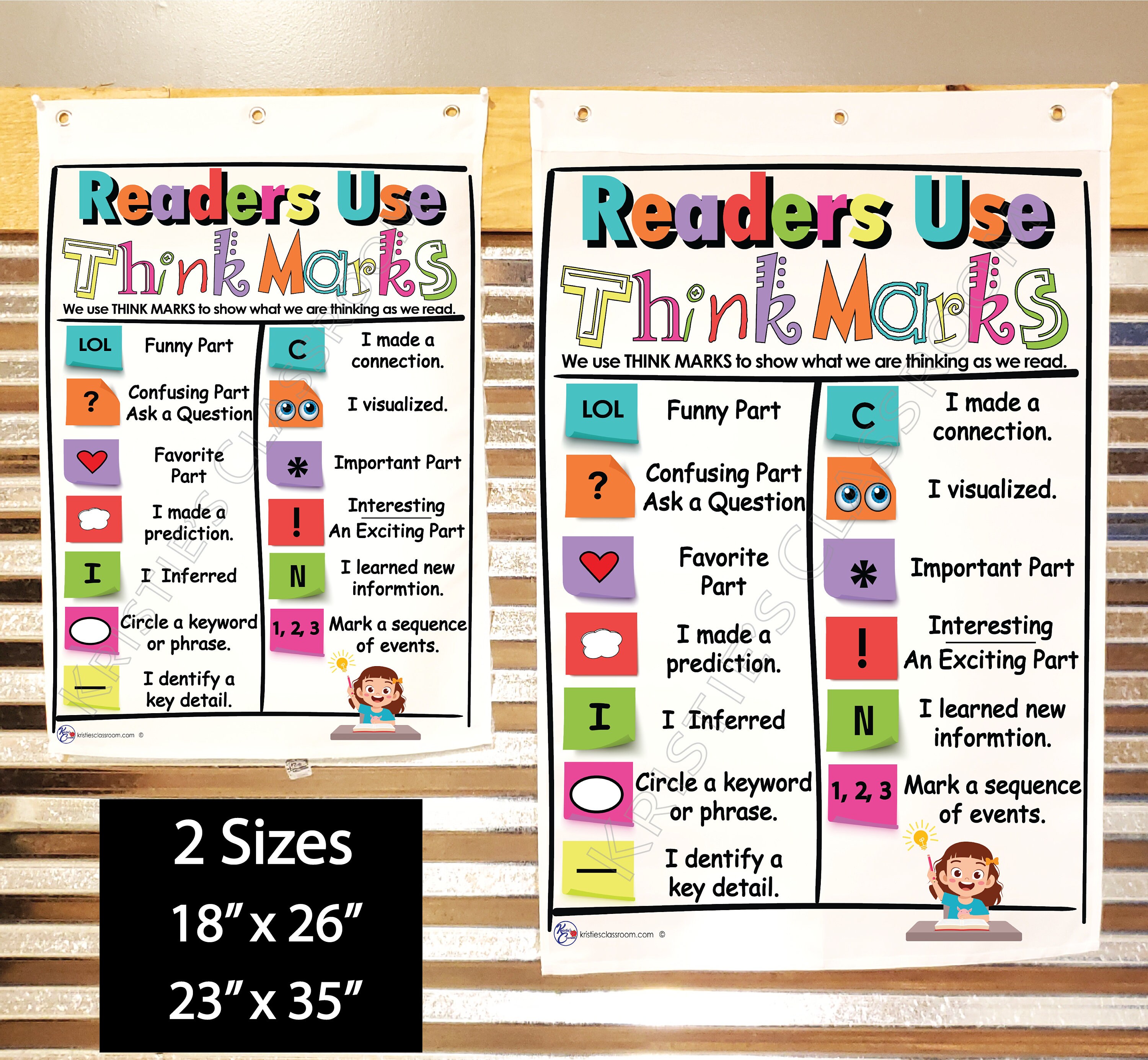 Readers Use Think Marks Anchor Chart Printed on FABRIC Anchor Charts ...