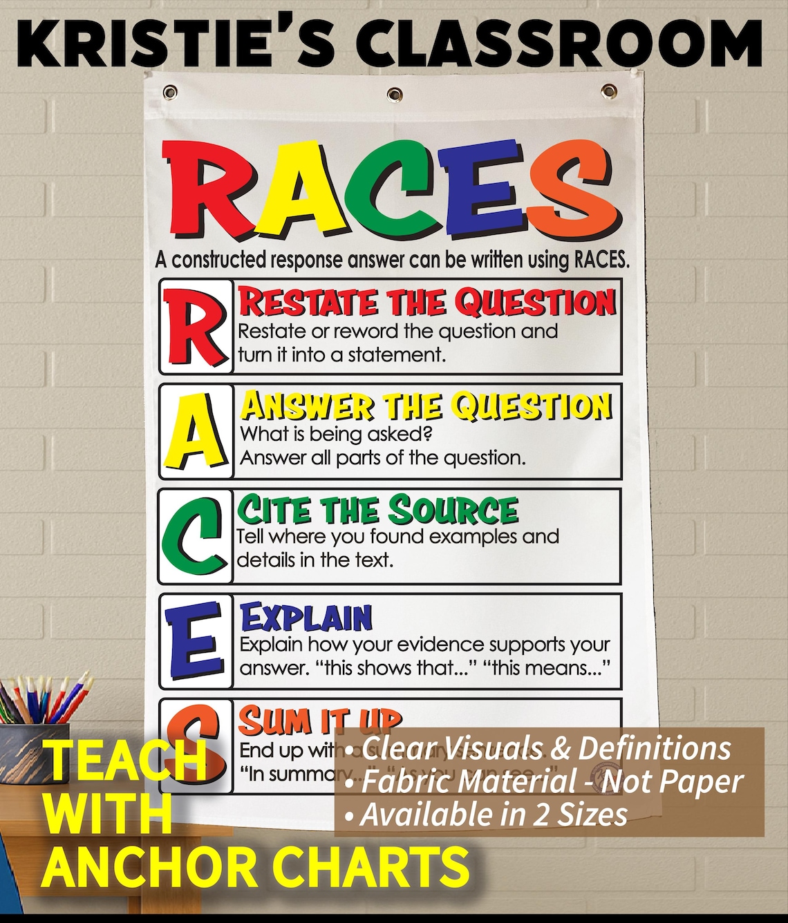 RACES Anchor Chart: Constructive Response, Primary Colors, Fabric Print ...