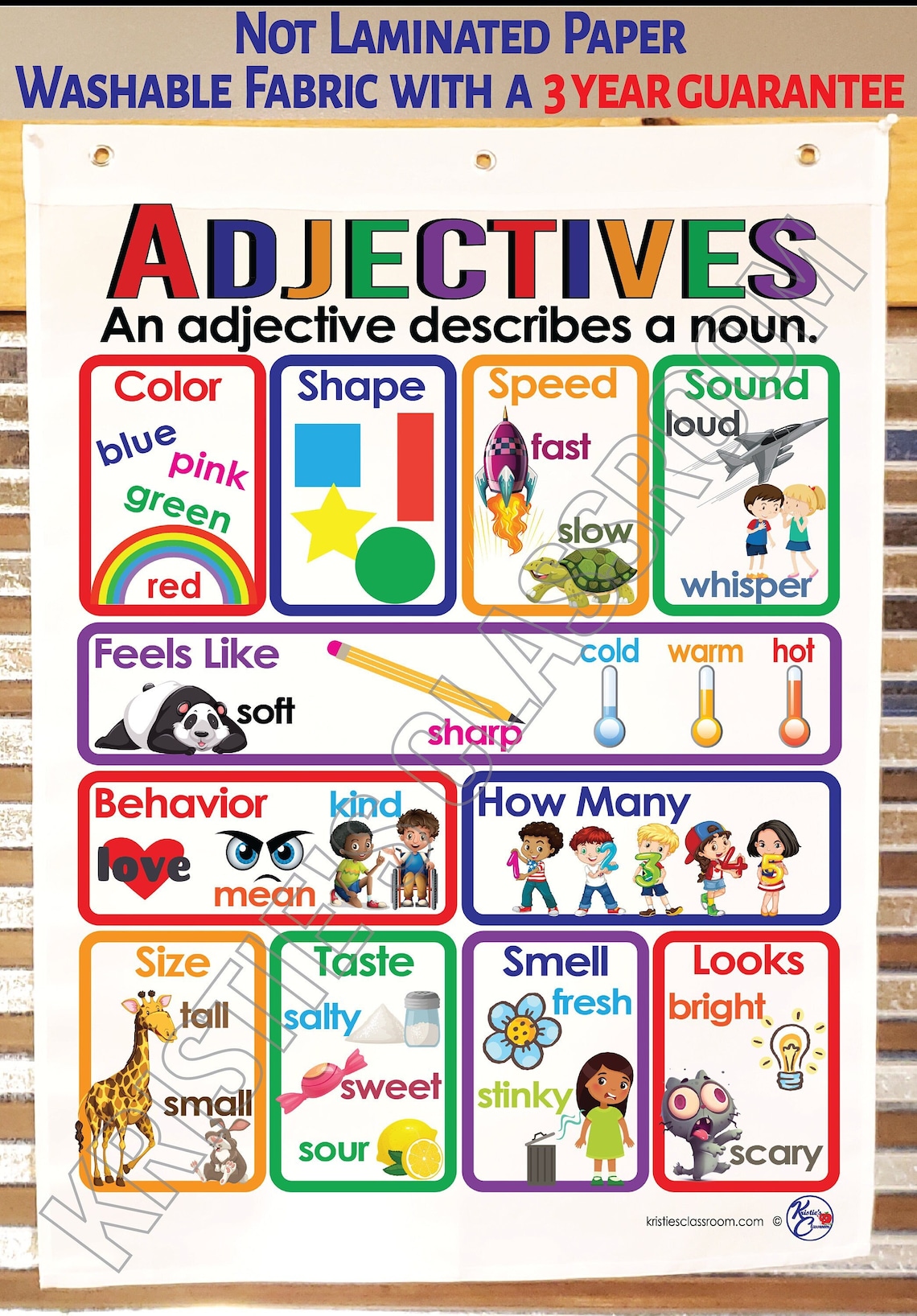 Adjectives Anchor Chart Printed on FABRIC Anchor Charts Are Durable ...