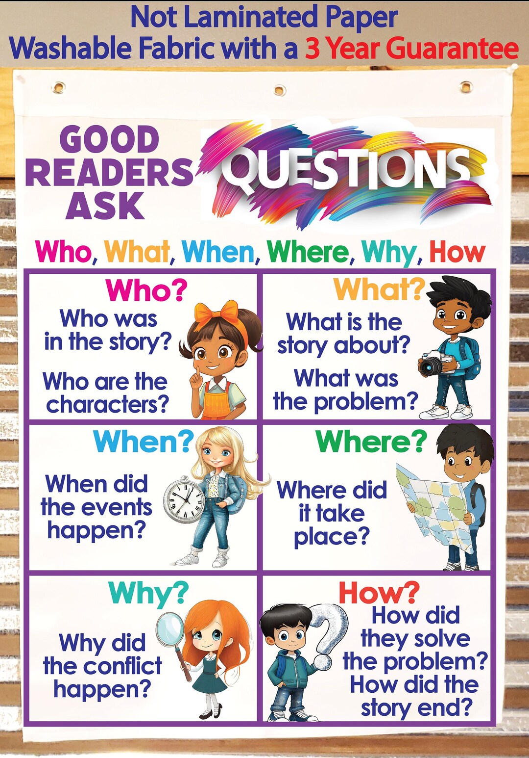 Good Readers Ask Questions Anchor Chart, Printed on FABRIC Durable Flag ...