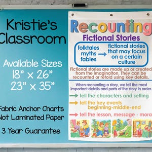 Recounting Fictional Stories Anchor Chart, Printed on FABRIC! DURABLE ...