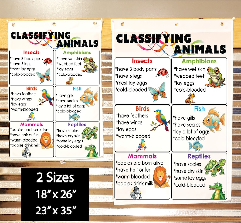 Classifying Animals Anchor Chart, Printed on FABRIC Durable Flag ...