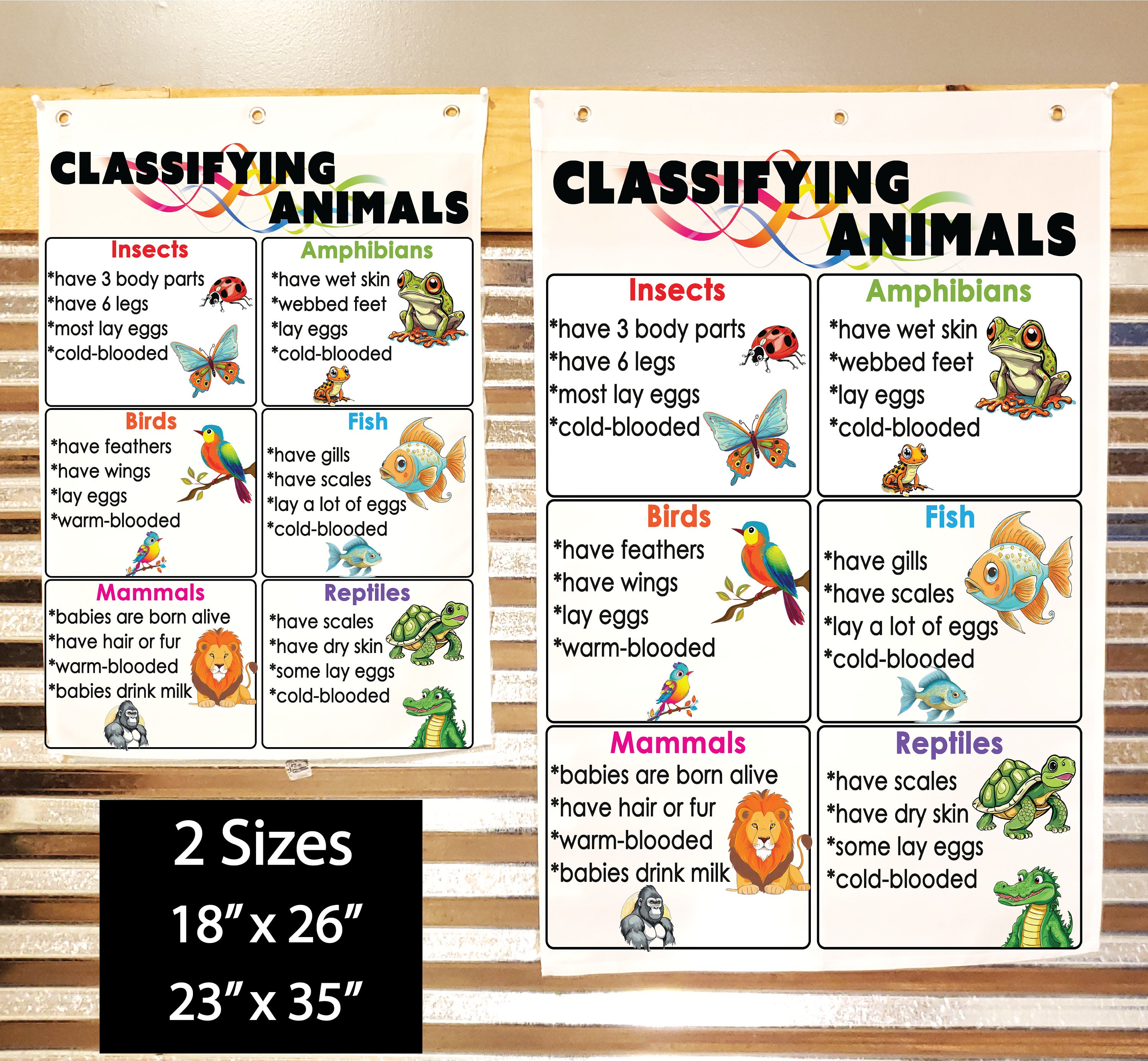 Classifying Animals Anchor Chart, Printed on FABRIC Durable Flag ...