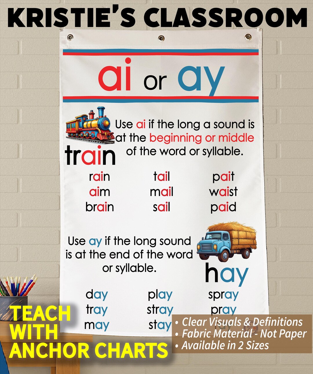 Ai or Ay Anchor Chart - Printed on FABRIC - Durable Flag Material ...
