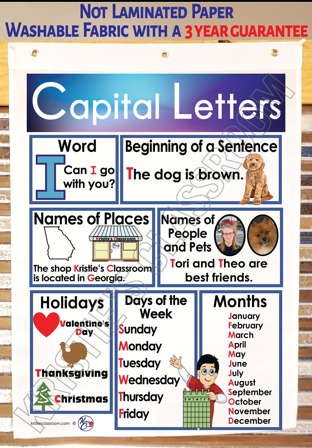 Capital Letters Anchor Chart, Printed on FABRIC Durable Flag Material ...