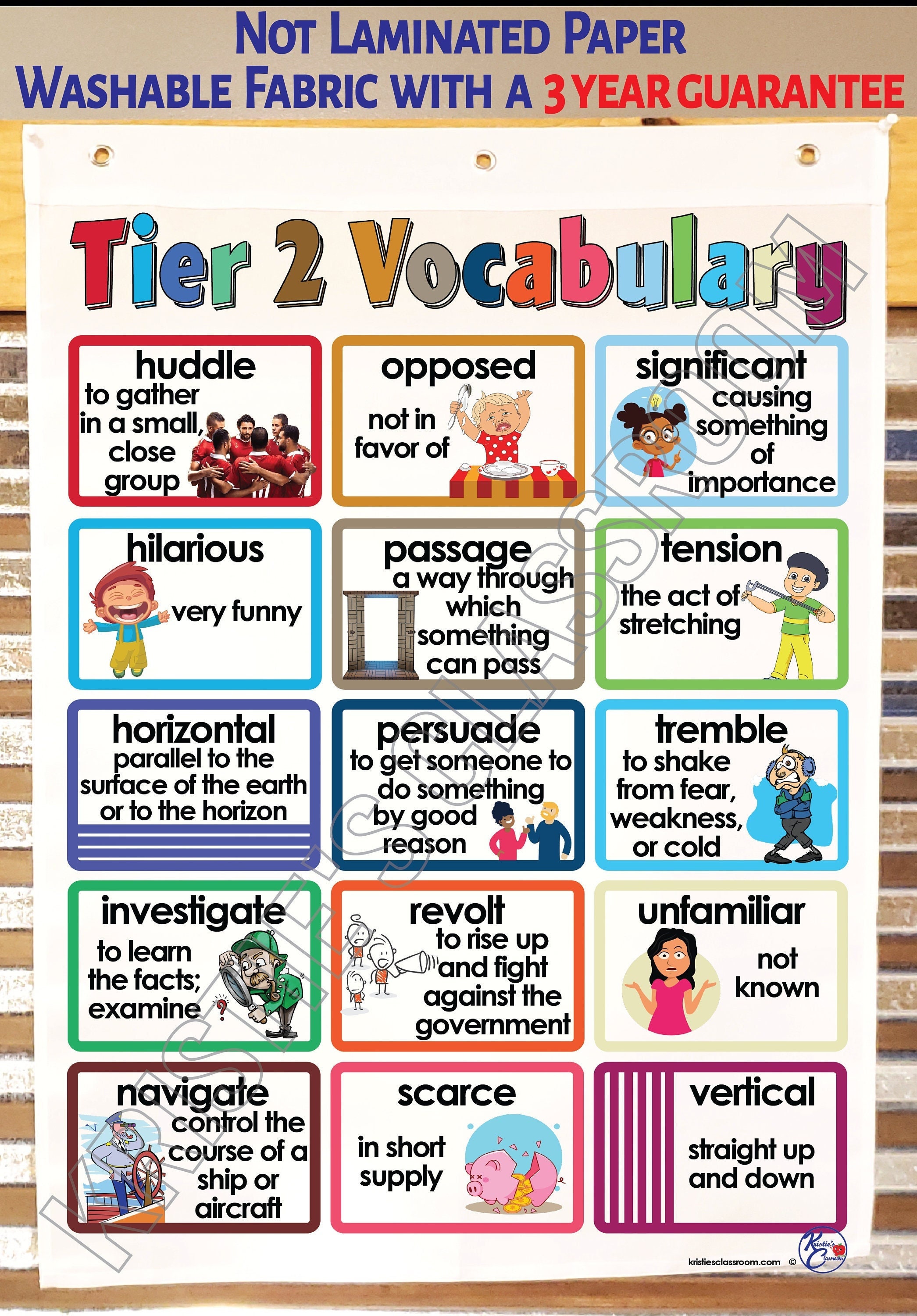 Tier 2 Vocabulary H-V, Printed on FABRIC Anchor Charts Are Durable Flag ...