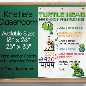 Turtle-head Multi-digit Multiplication Anchor Chart, Printed on FABRIC ...