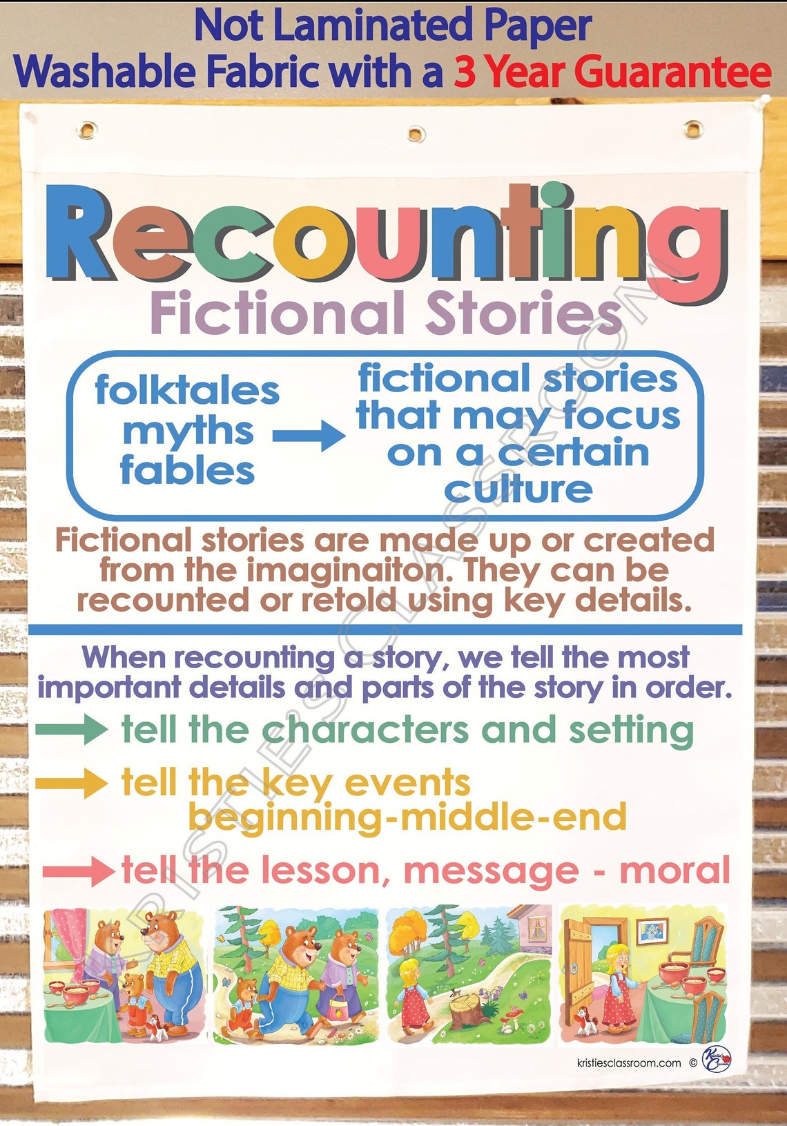 Recounting Fictional Stories Anchor Chart, Printed on FABRIC DURABLE ...