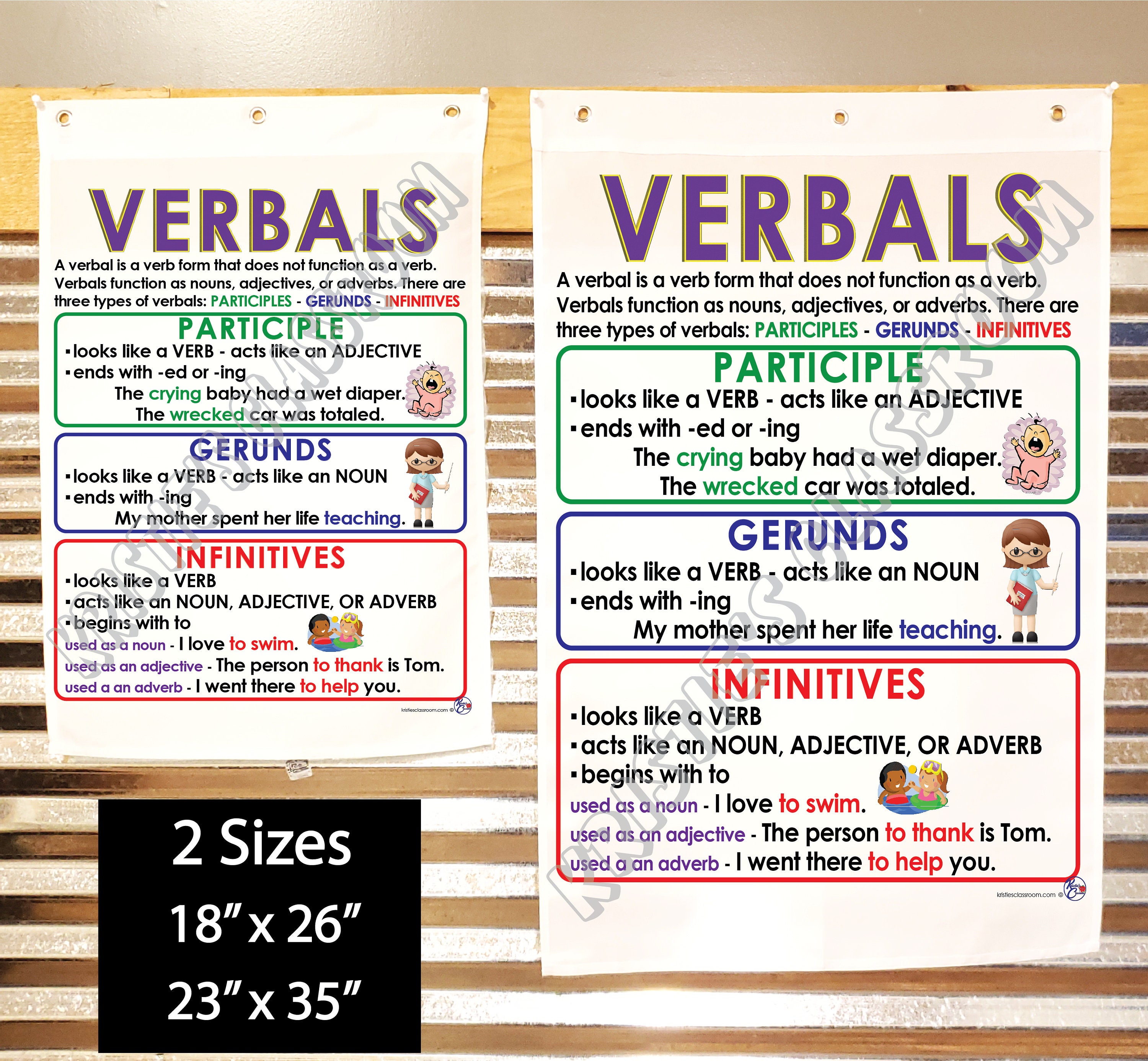 Verbals Anchor Chart Printed on FABRIC Anchor Charts Are Durable Flag ...