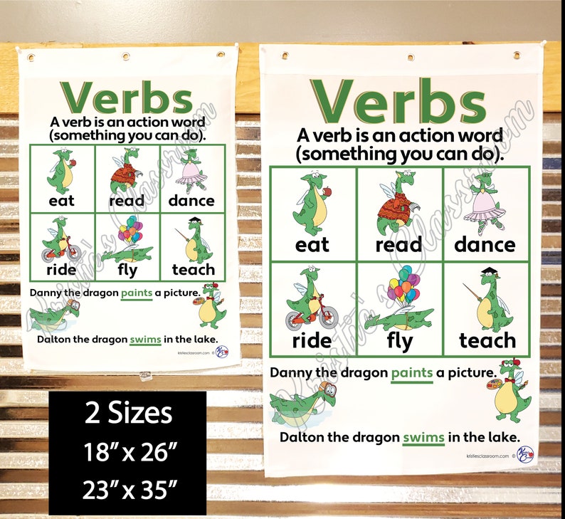 Verbs Anchor Chart Printed On Fabric Anchor Charts Are Durable Flag Material Washable Foldable