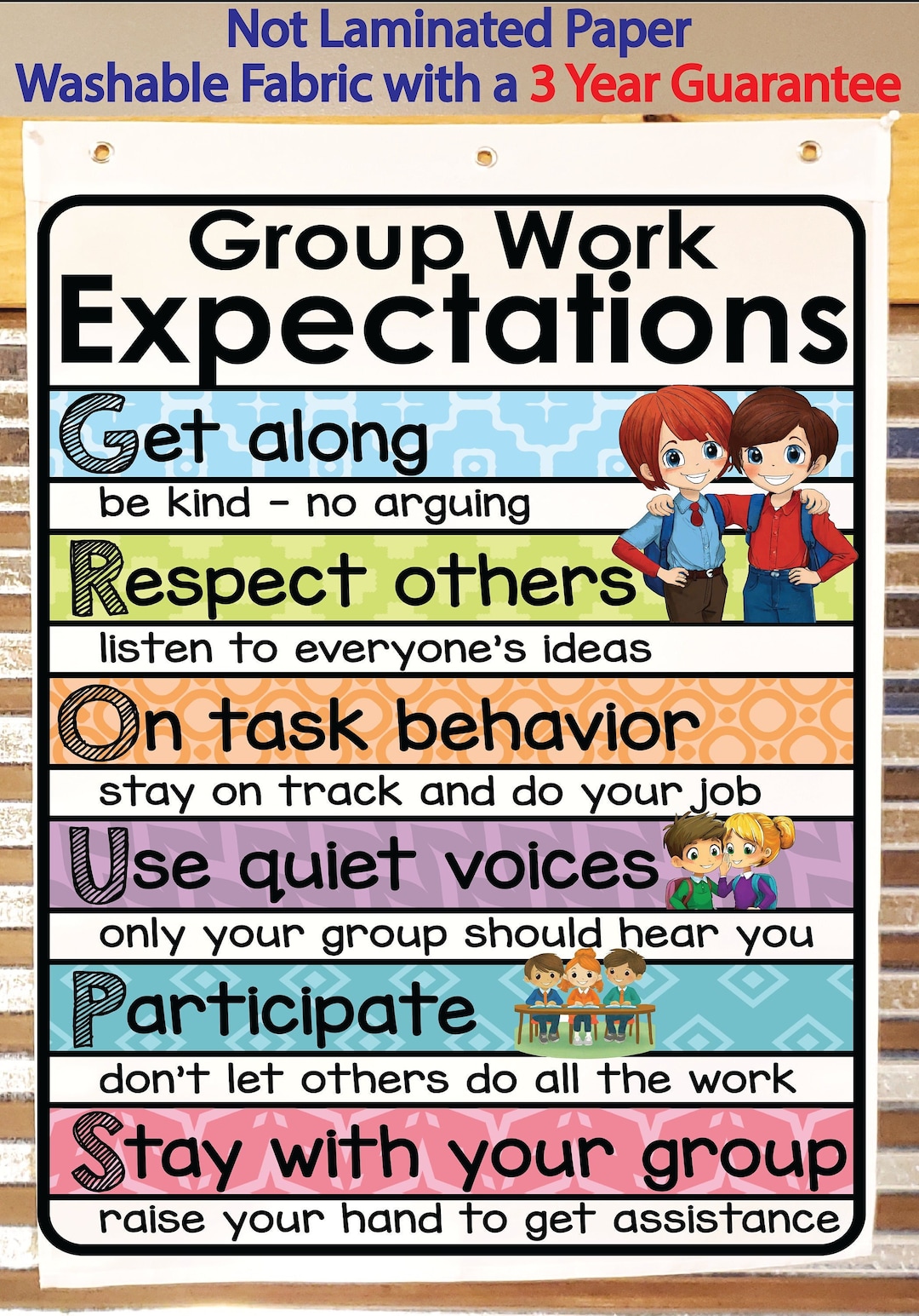 Group Work Expectation Anchor Chart Printed on FABRIC! Anchor Charts ...