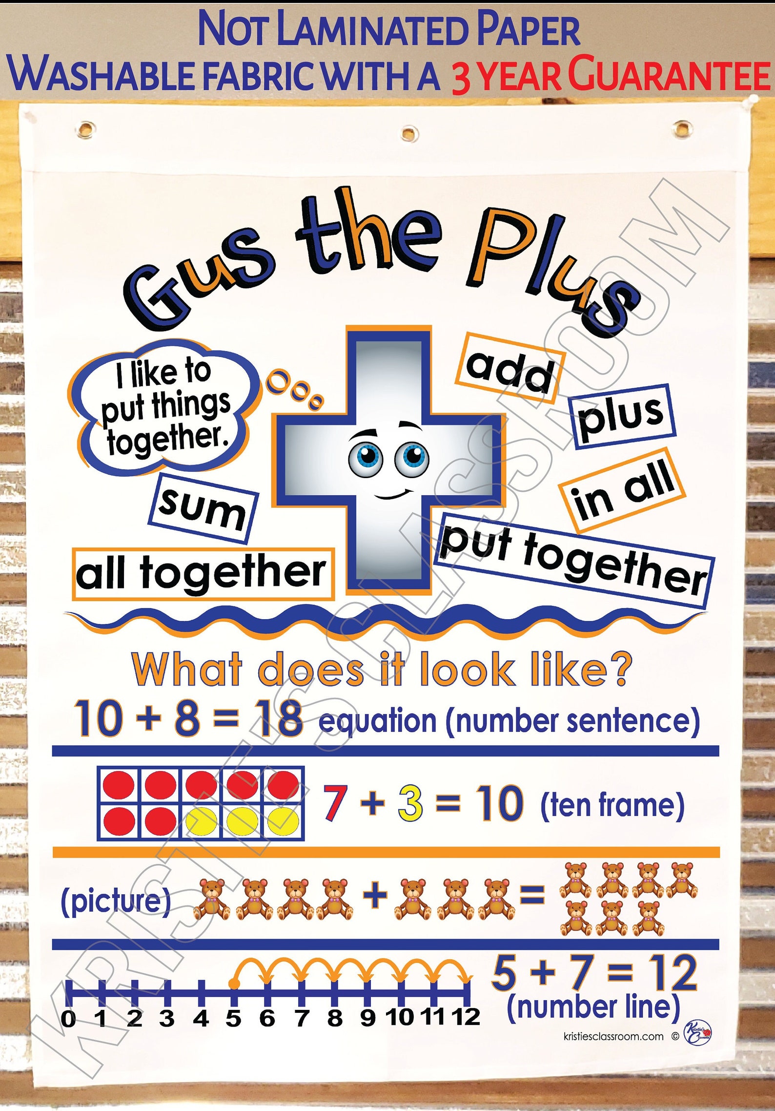 Addition gus the Plus Anchor Chart, Printed on FABRIC Anchor Charts Are ...