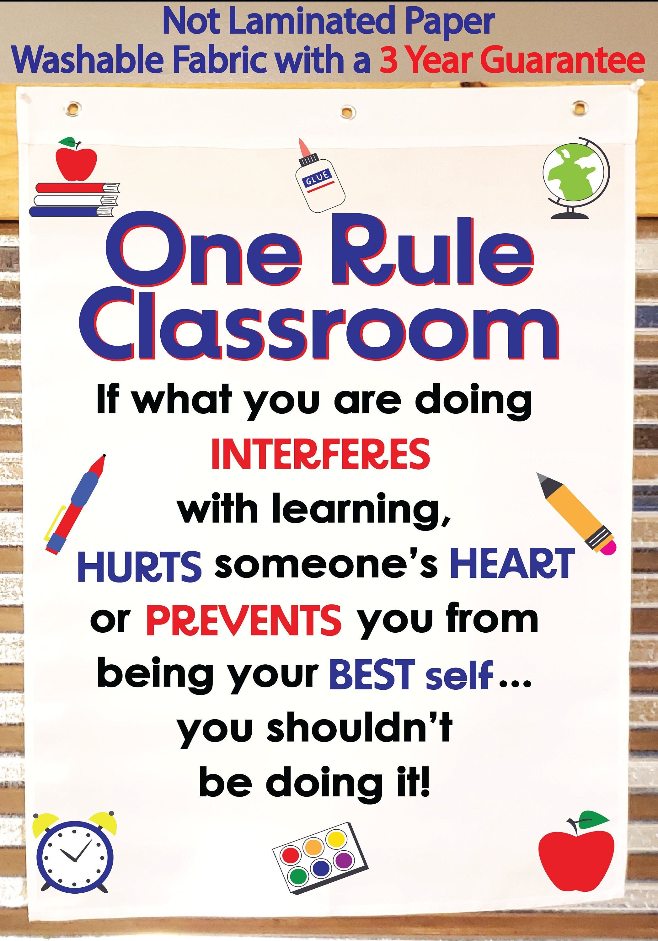 One Rule Classroom Anchor Chart, Printed on FABRIC Durable Flag ...