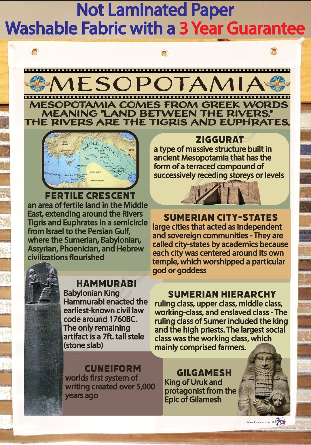 Mesopotamia Anchor Chart, Printed on FABRIC! Durable Flag Material With ...