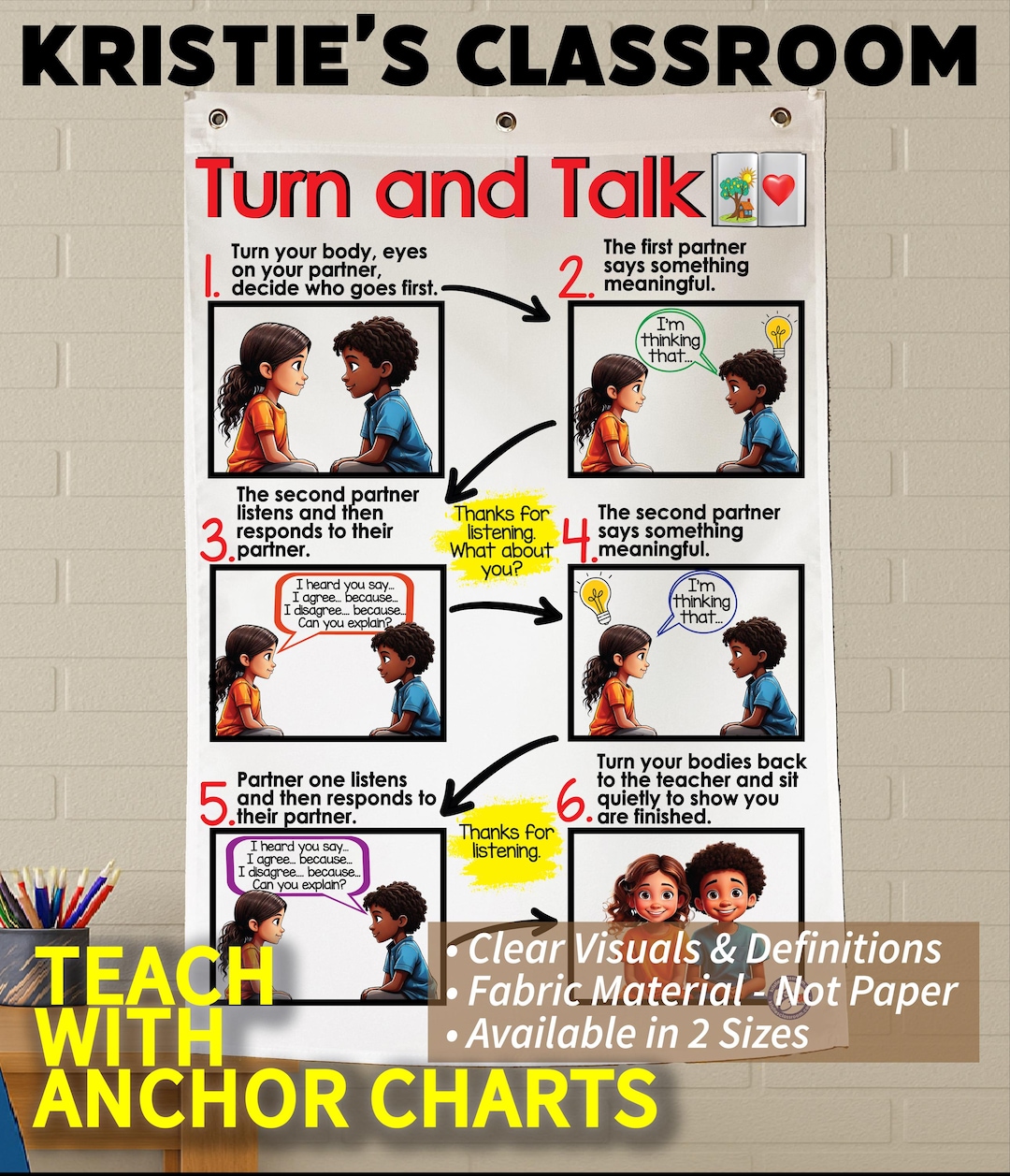 Turn and Talk Fabric Anchor Chart: Classroom Communication Aid - Etsy