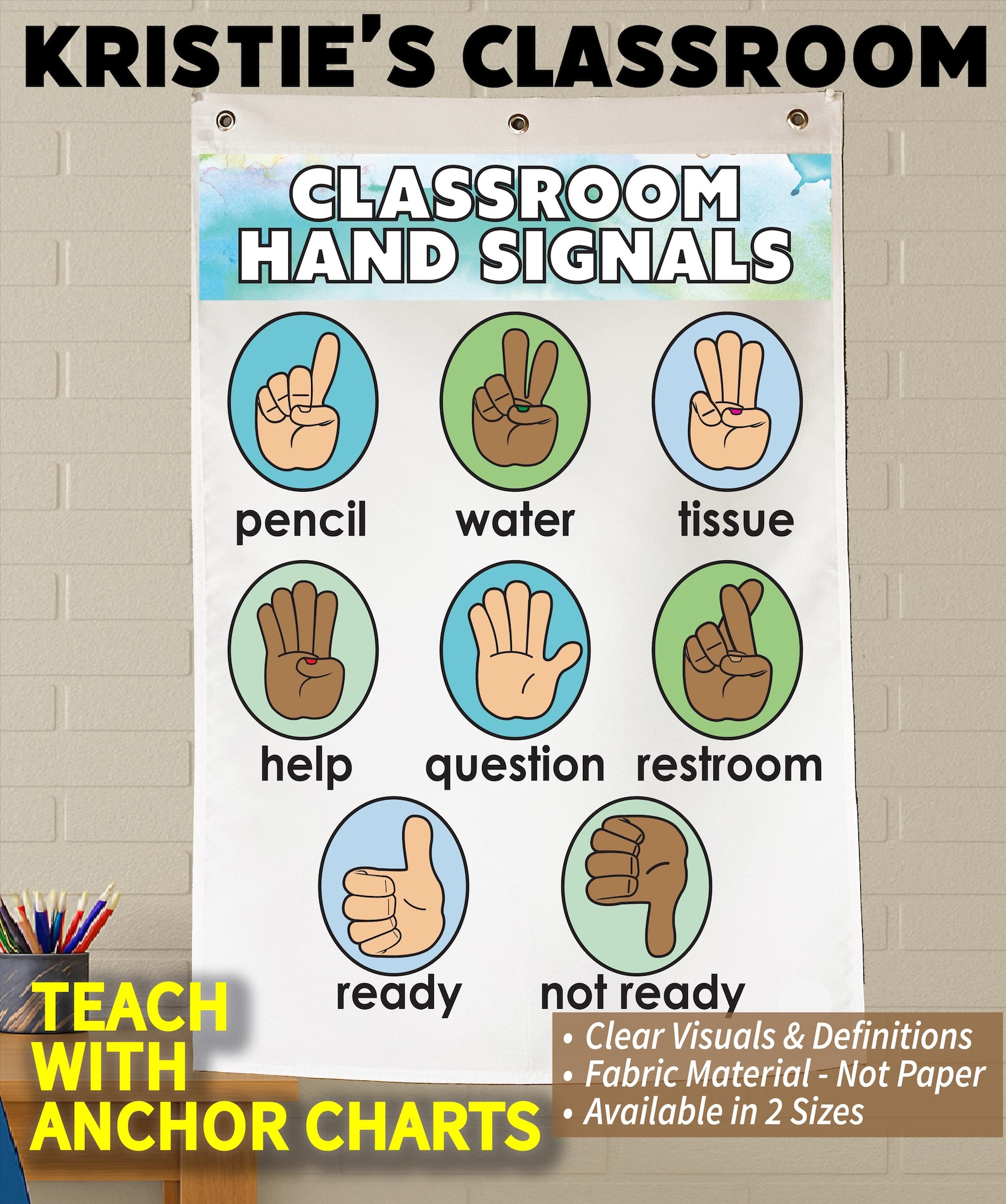 Classroom Hand Signals Chart, Durable Fabric, Washable - Etsy