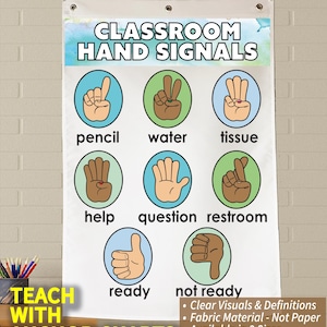 Classroom Hand Signals Chart, Durable Fabric, Washable - Etsy