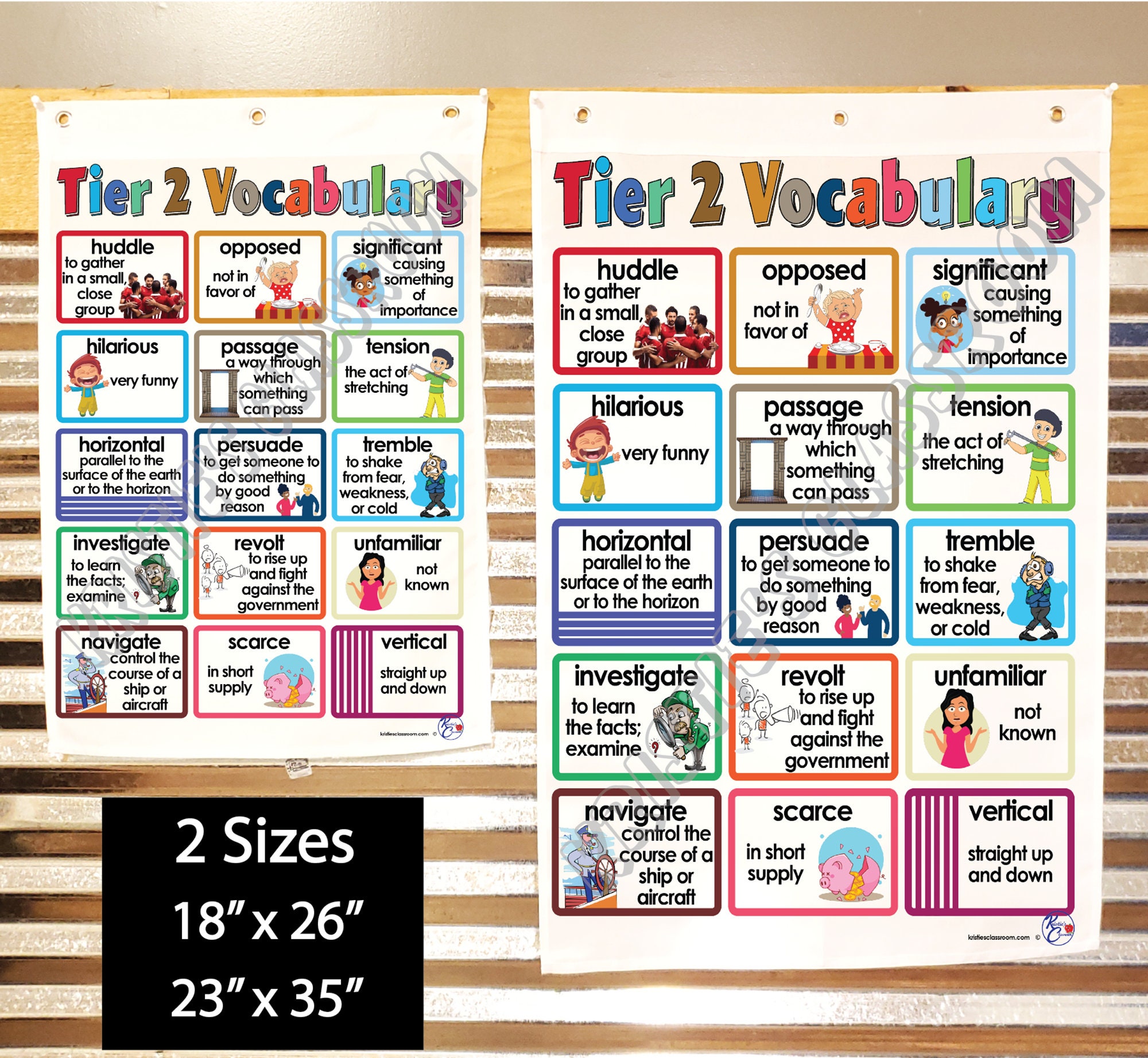 Tier 2 Vocabulary H-V, Printed on FABRIC Anchor Charts Are Durable Flag ...