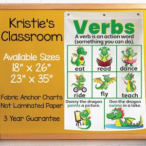 Verbs Anchor Chart Printed on FABRIC Anchor Charts Are Durable Flag ...