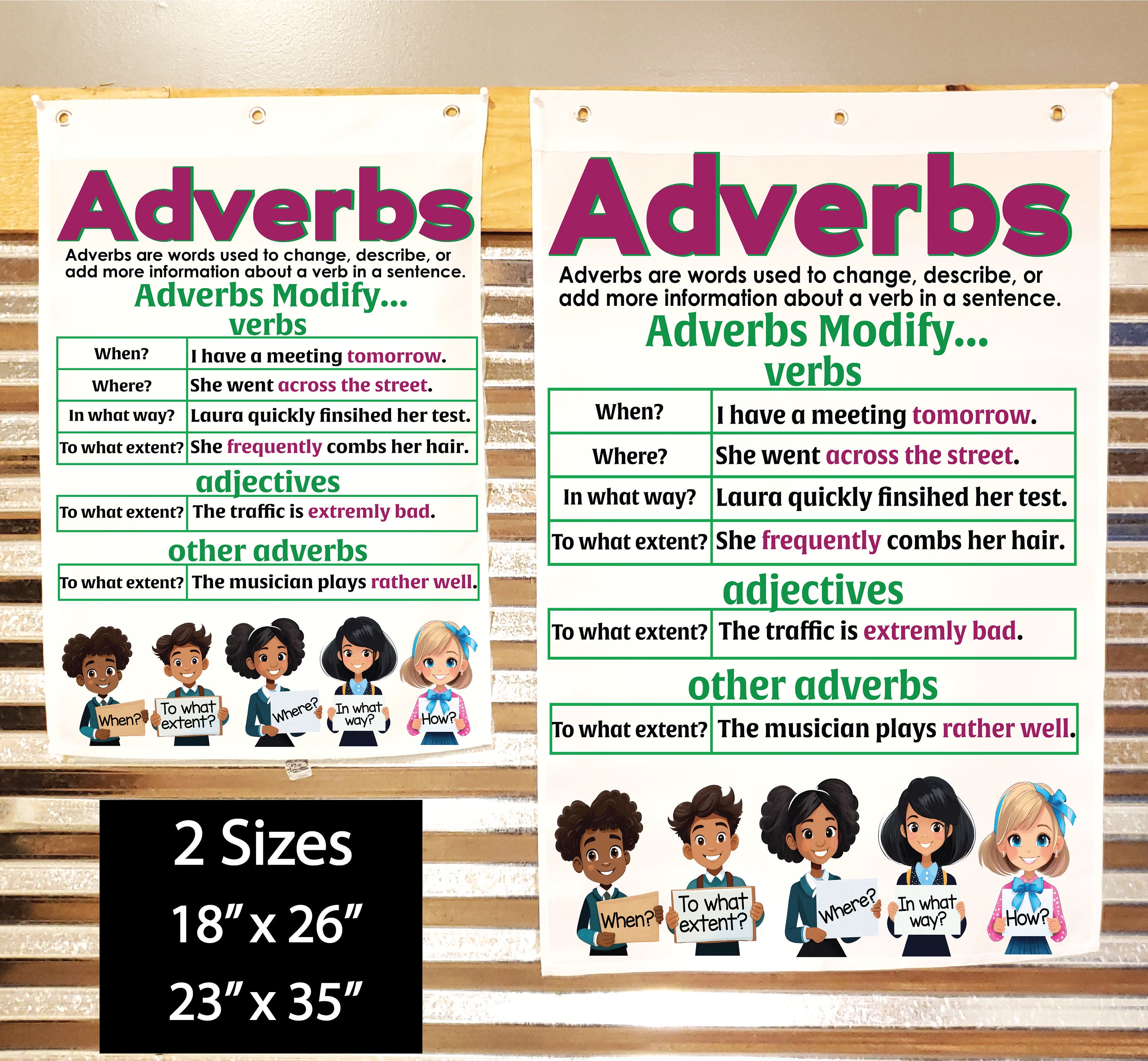 Adverbs Anchor Chart Printed on FABRIC Durable Flag Material With ...