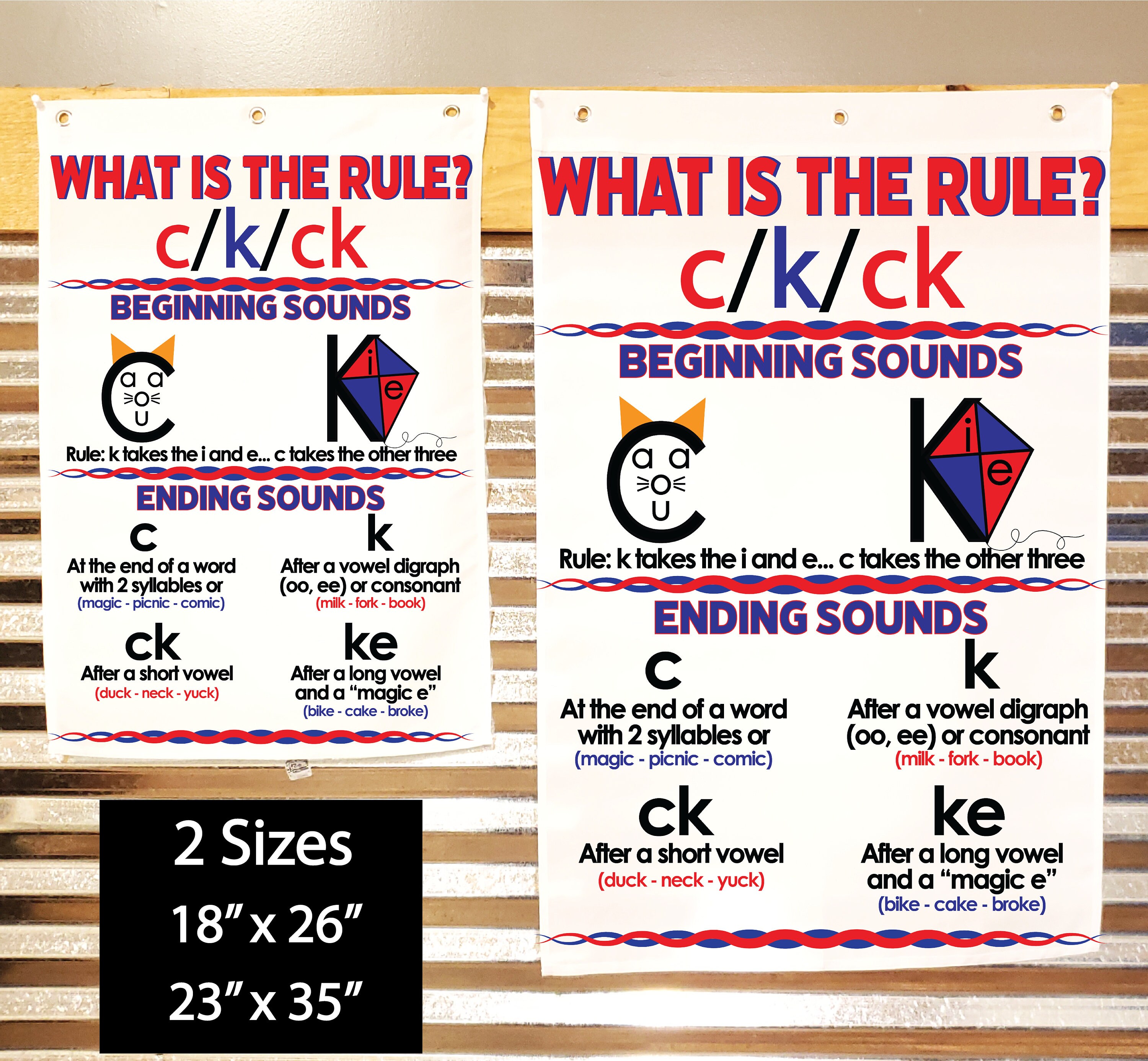 C or K Rule Anchor Chart, Printed on FABRIC Durable Flag Material With ...