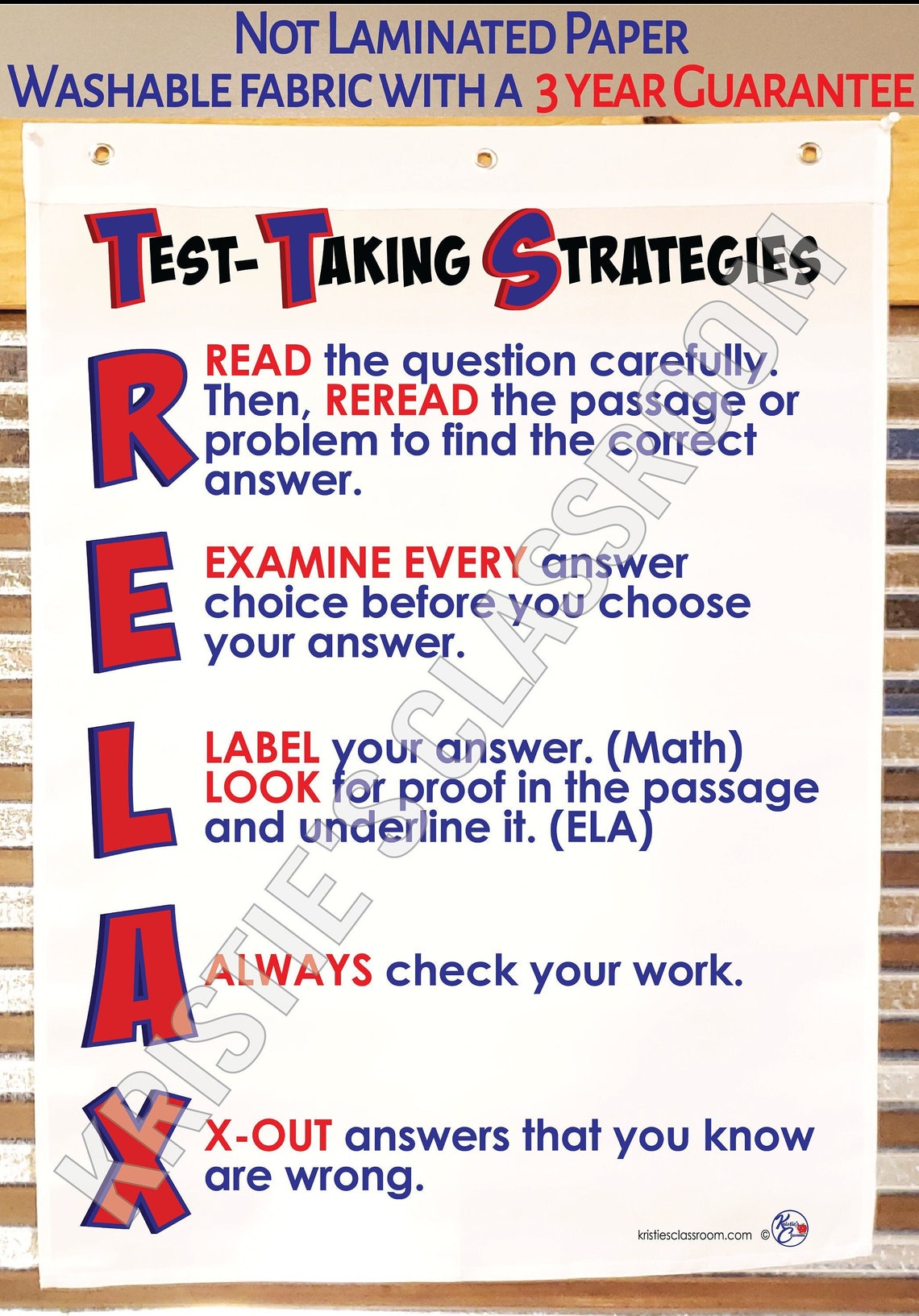 Test Taking Strategies Anchor Chart Printed on FABRIC - Etsy