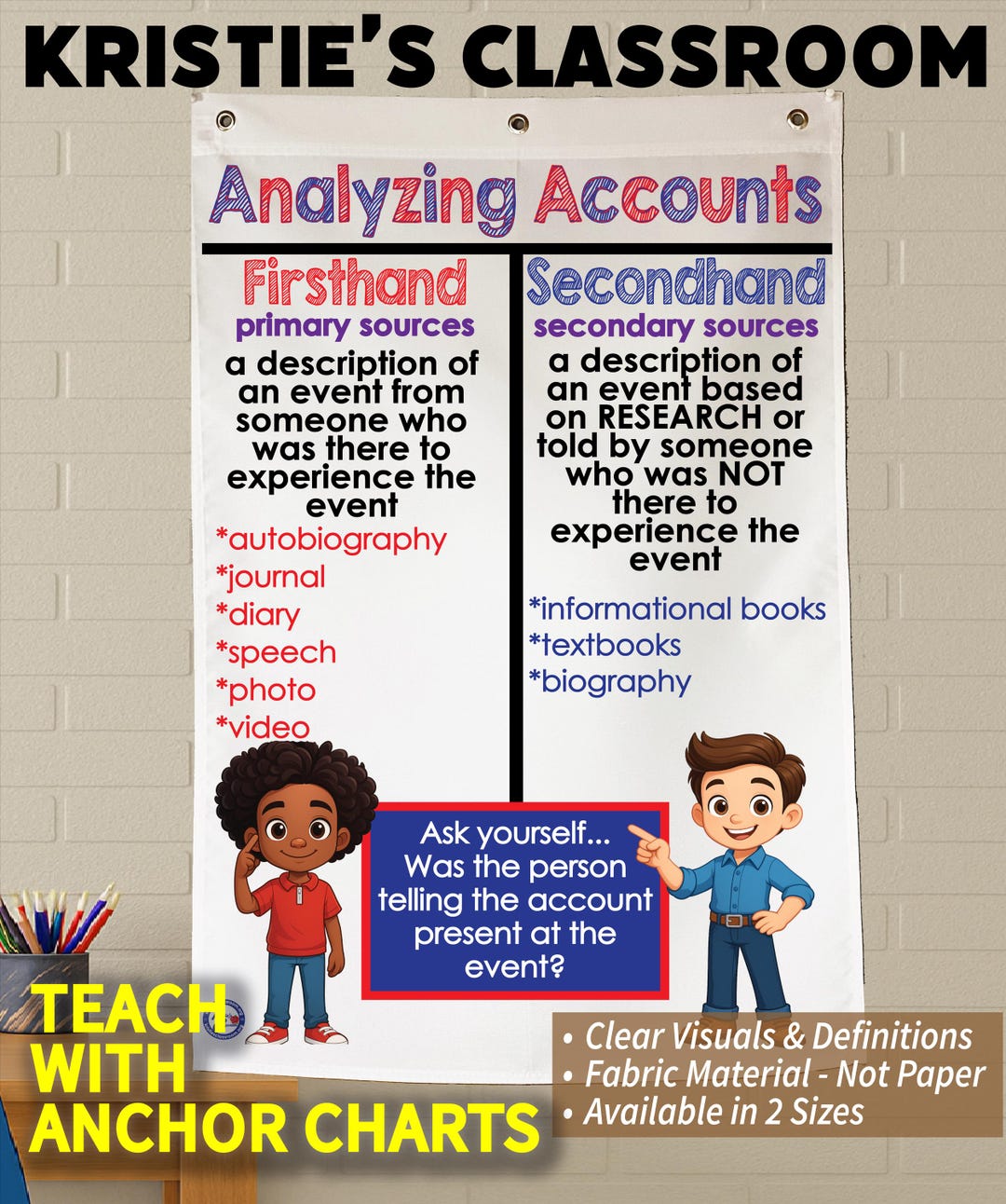 Analyzing Accounts Anchor Chart - Printed on FABRIC! Anchor Charts Are ...