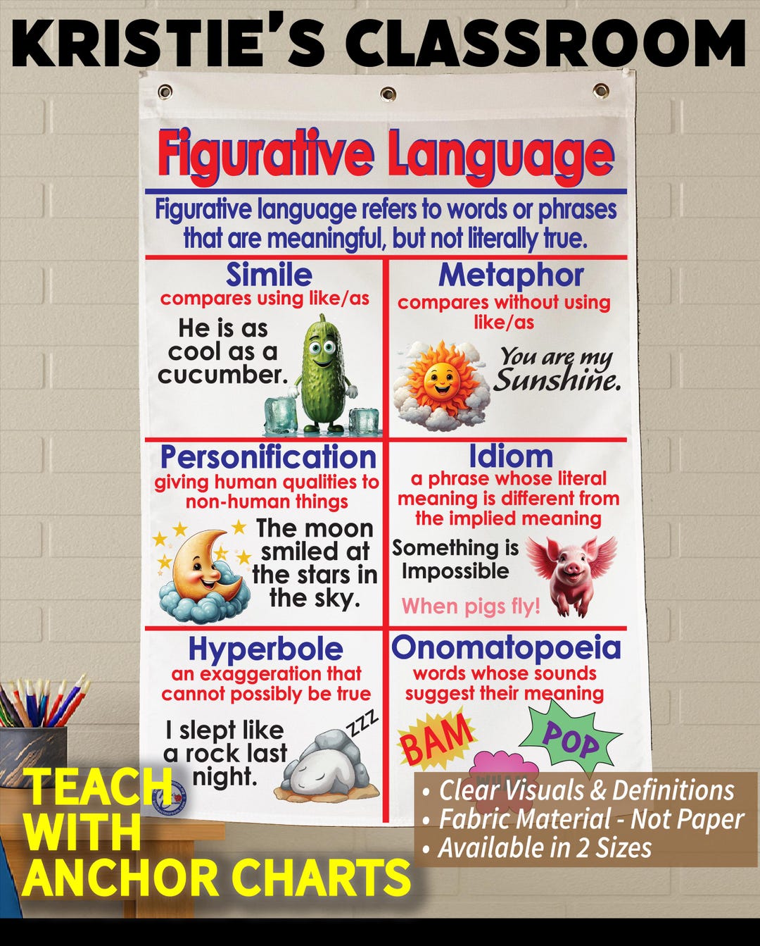 Figurative Language Anchor Chart: Durable Fabric, Washable - Etsy