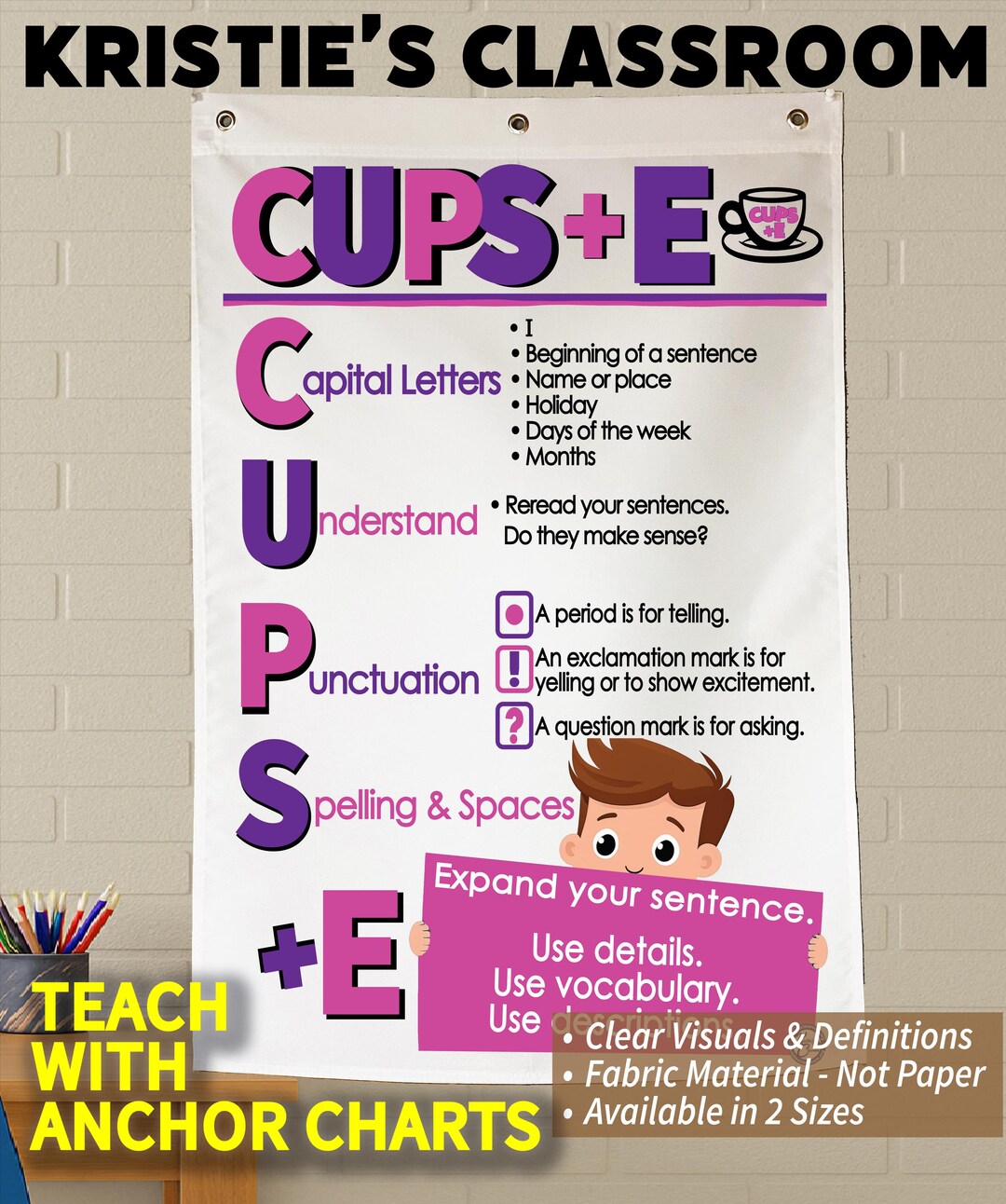 CUPS +E Revise and Edit Anchor Chart: Printed Fabric, Grommets - Etsy