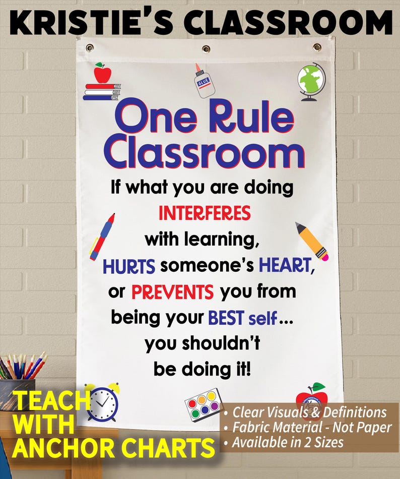 One Rule Classroom Anchor Chart: Durable Fabric Poster With Grommets - Etsy