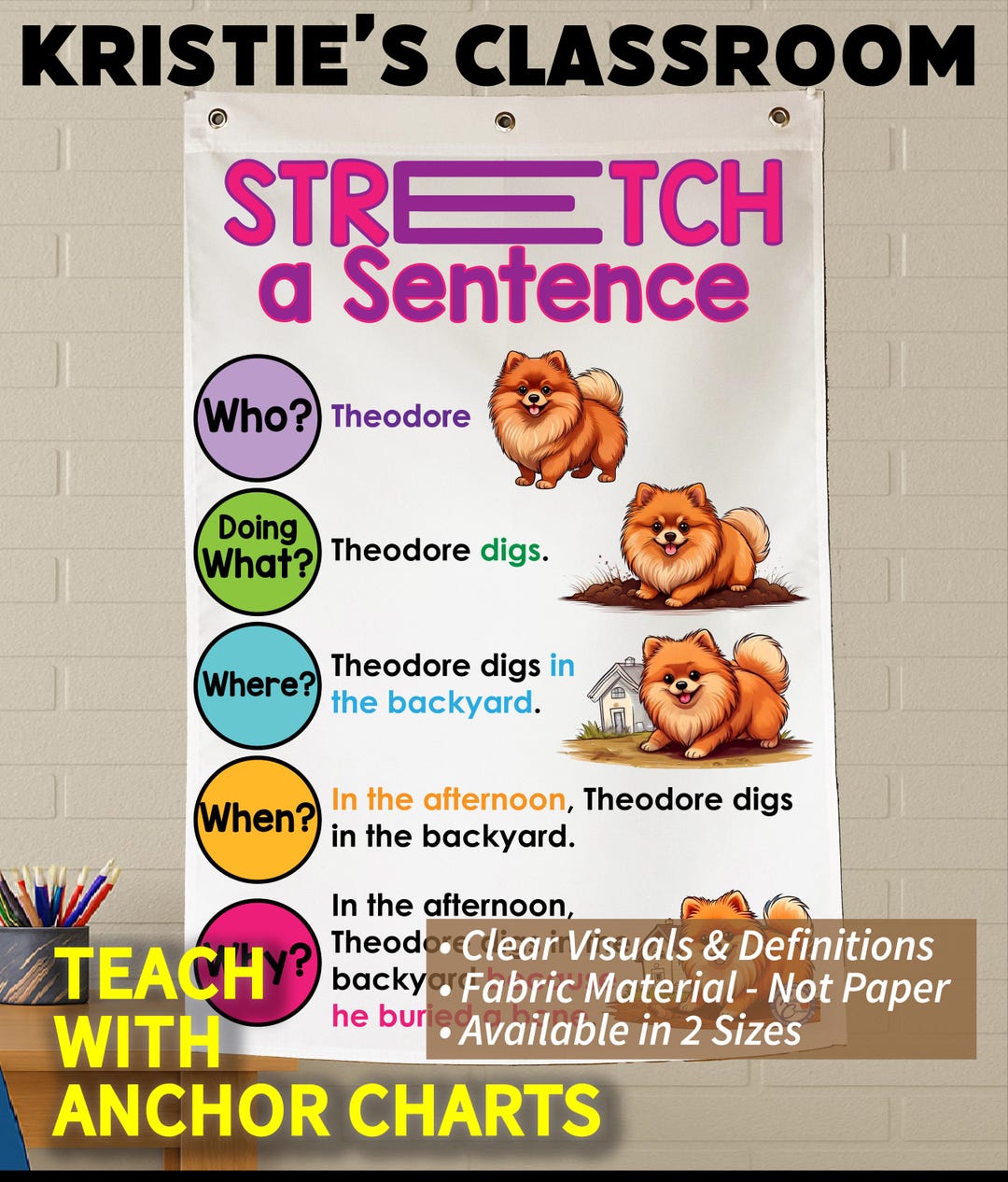 Stretch a Sentence Anchor Chart: Fabric Classroom Decor - Etsy