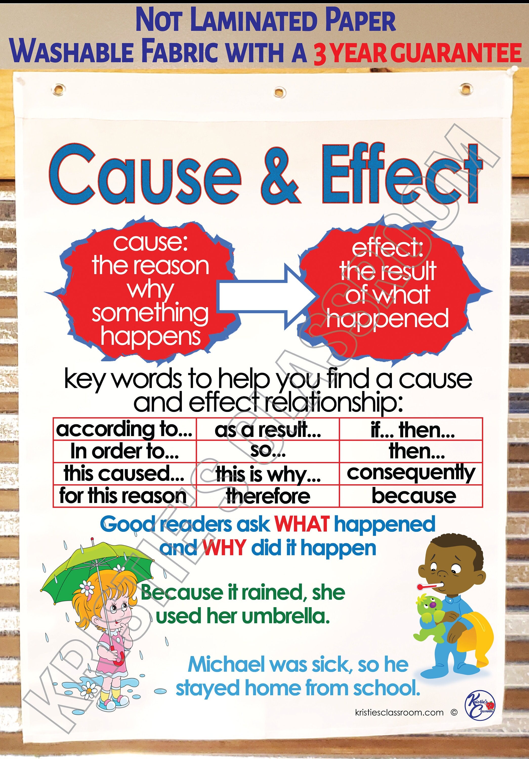 Cause And Effect Anchor Chart Printed On FABRIC Durable Flag Material