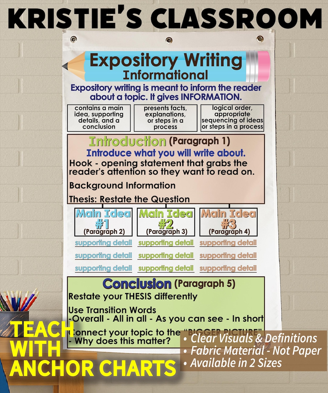 Expository Writing Anchor Chart: Fabric Classroom Decor - Etsy