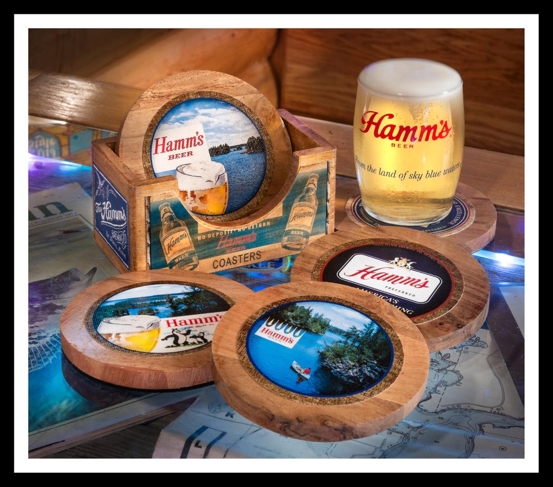 Hamm's Beer Round Coaster Set W/ Box. Please Specify Which Four Coaster ...
