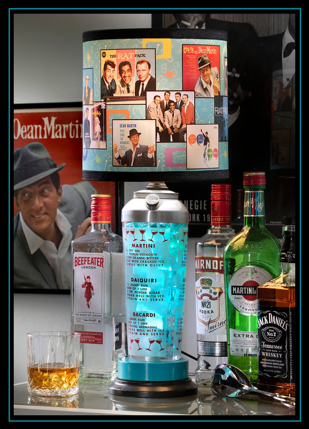 Vintage Cocktail Shaker Lamp Featuring the Rat Pack, Marilyn Monroe and ...