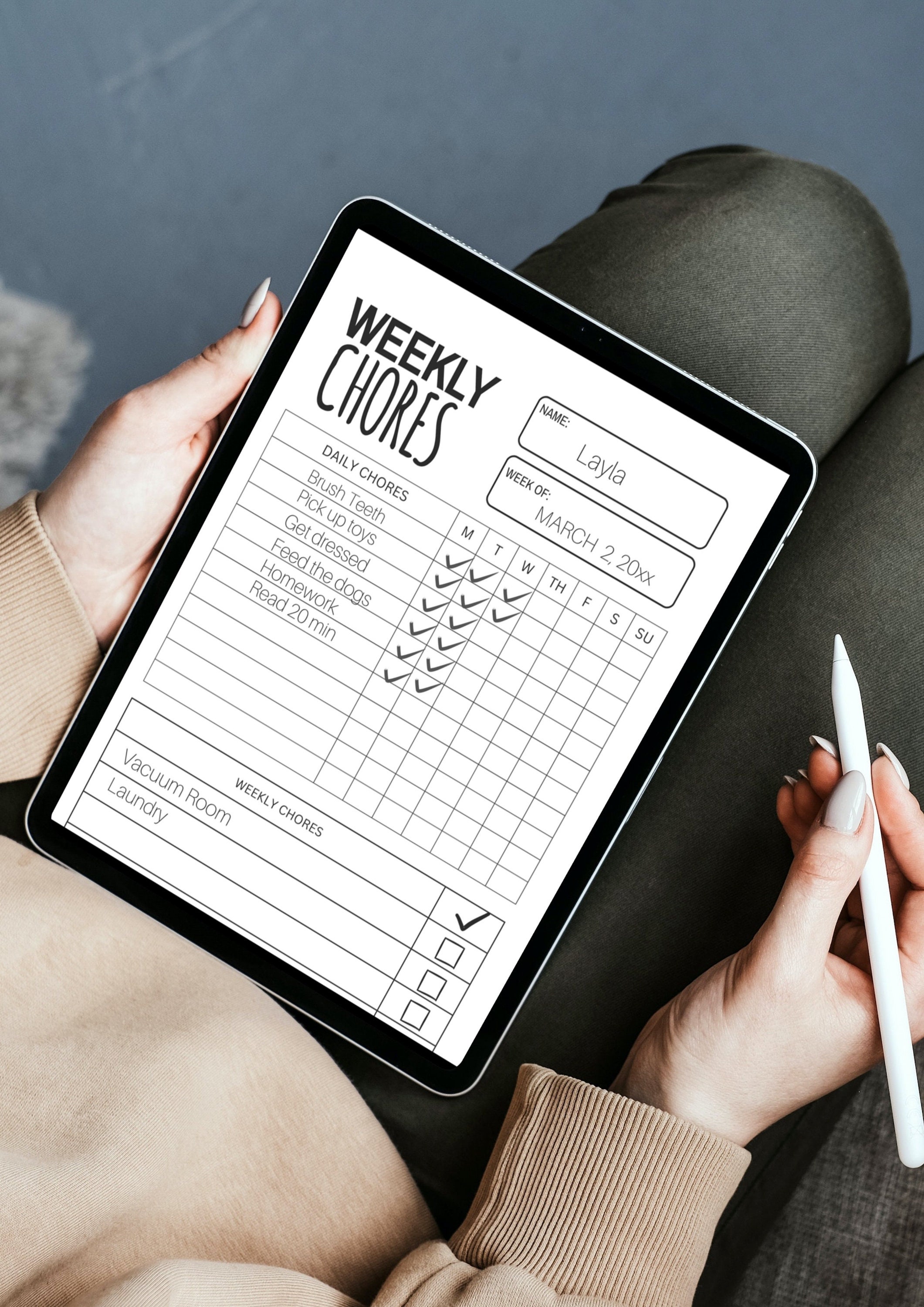Modern Daily & Weekly Family Chore Chart Cleaning Schedule Editable or ...