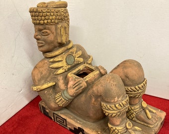 Vintage Terracotta Chacmool Chac Mool Mayan Reclining Figurine Mexico ...