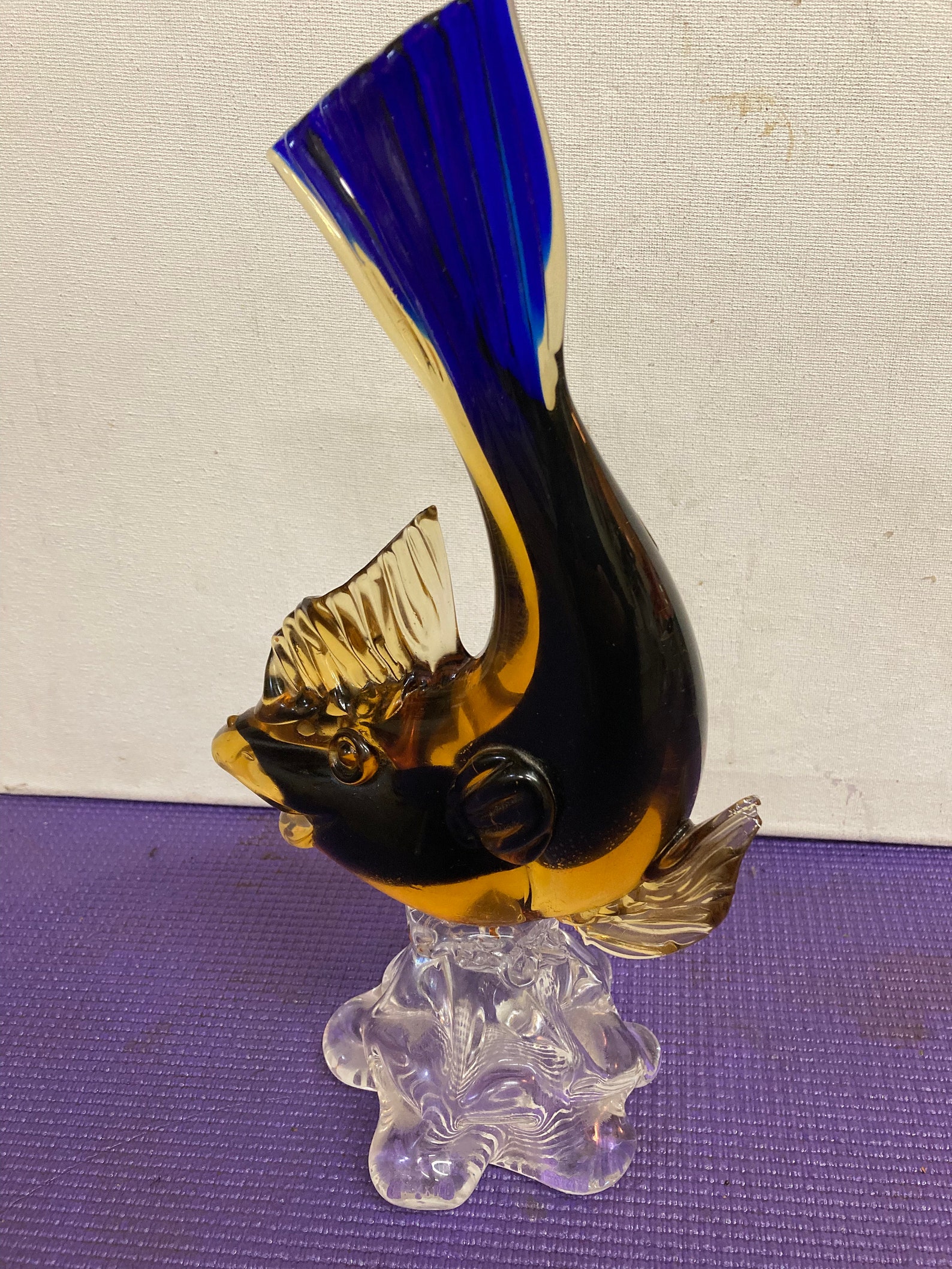 Amber Brown Handblown Murano Glass Fish | Etsy