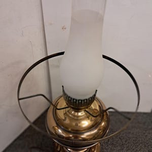Vintage Brass Library Rayo Table Lamp W/ Glass Opaque White Shade ...