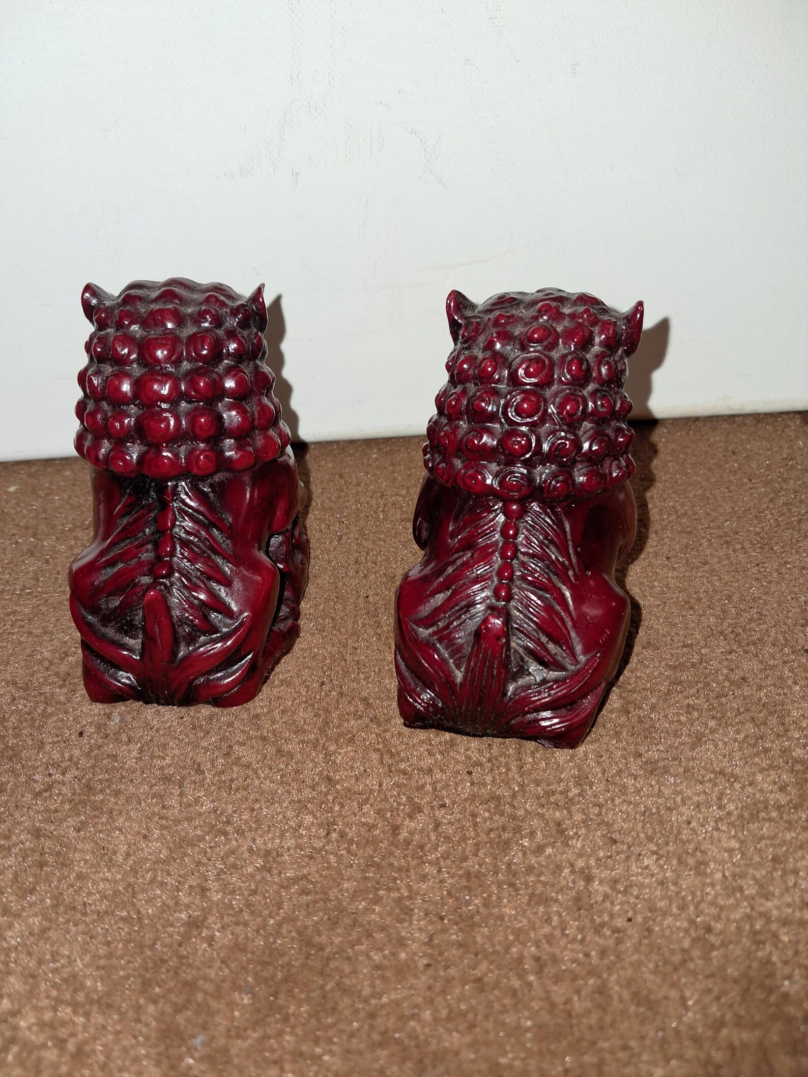 Vintage Red Resin Foo Dogs: Chinese Guardian Lions, Chinoiserie ...