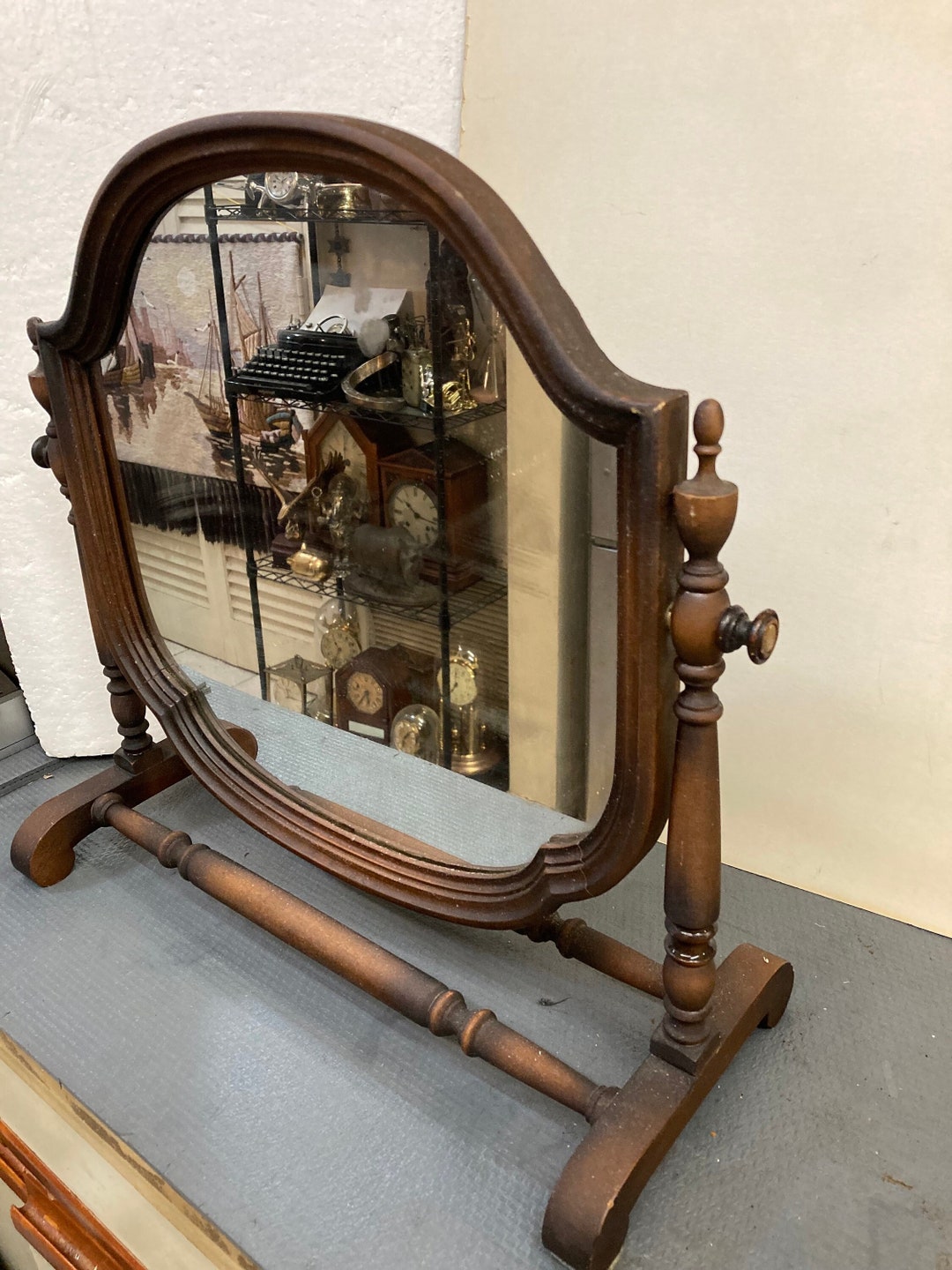 Antique Victorian Style Wood Swivel Mirror - Etsy