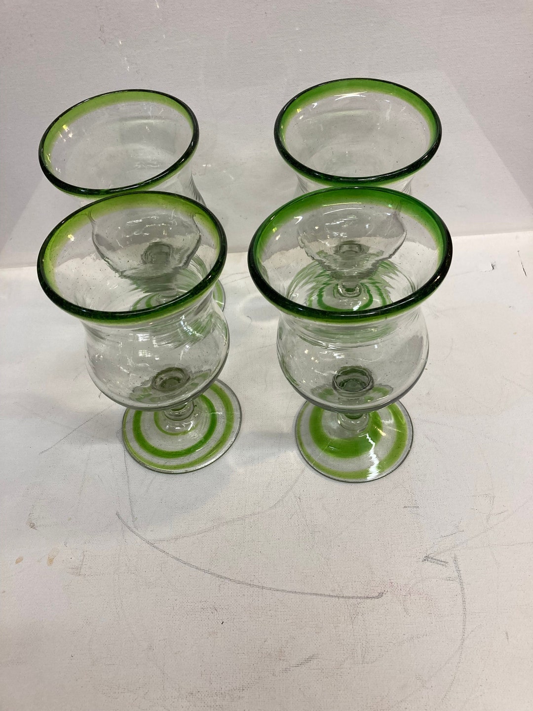 4 Mexican Hand Blown Poco Grande Pedestal Stem Frozen Drink Glasses ...