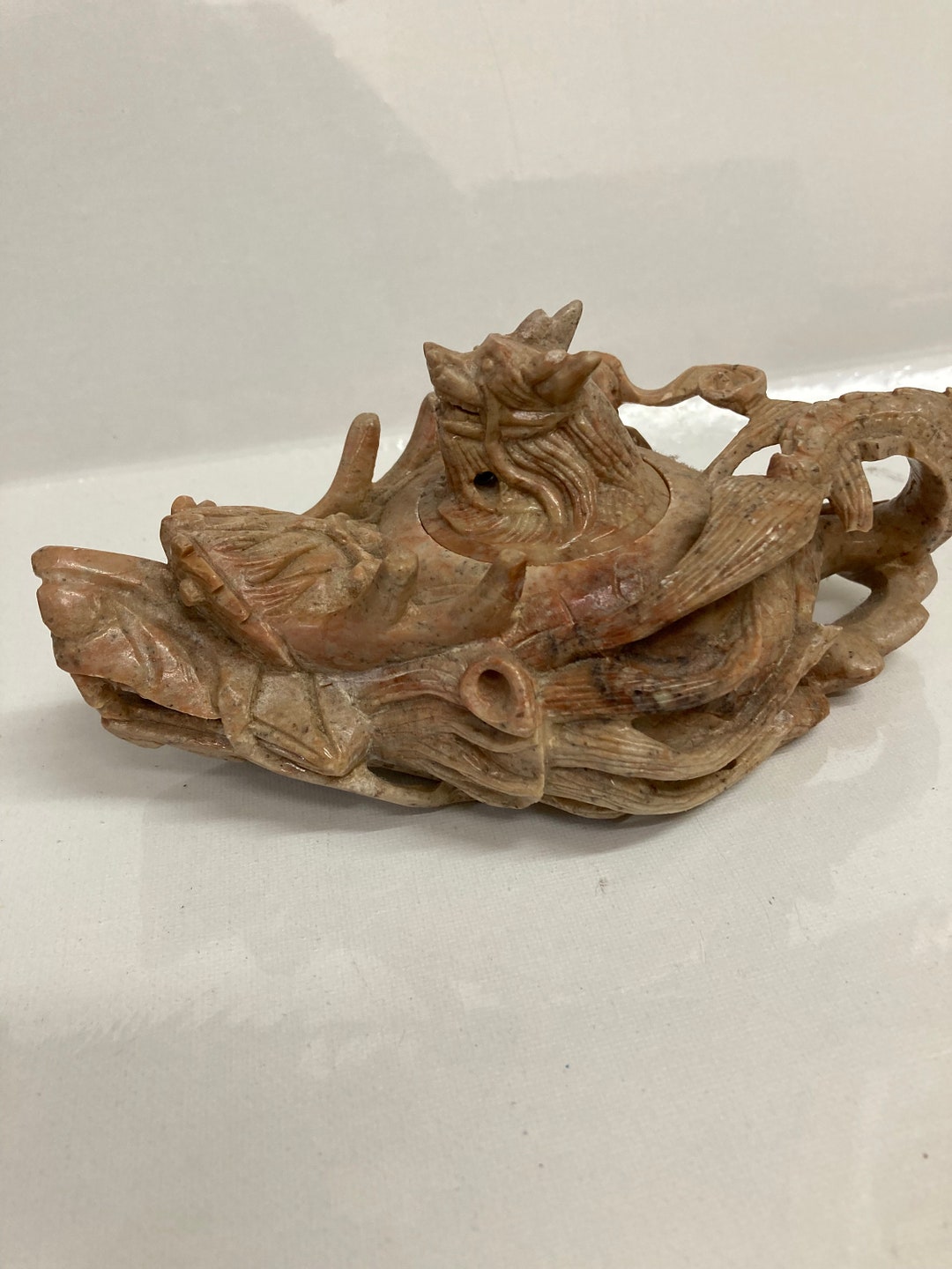 Vintage Chinese Carved Soapstone Dragon Teapot - Etsy